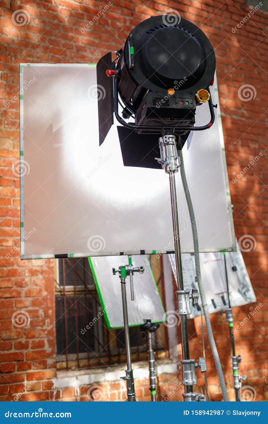 Process of Filming. Spotlight Illuminates Window Stock Image - Image of ...