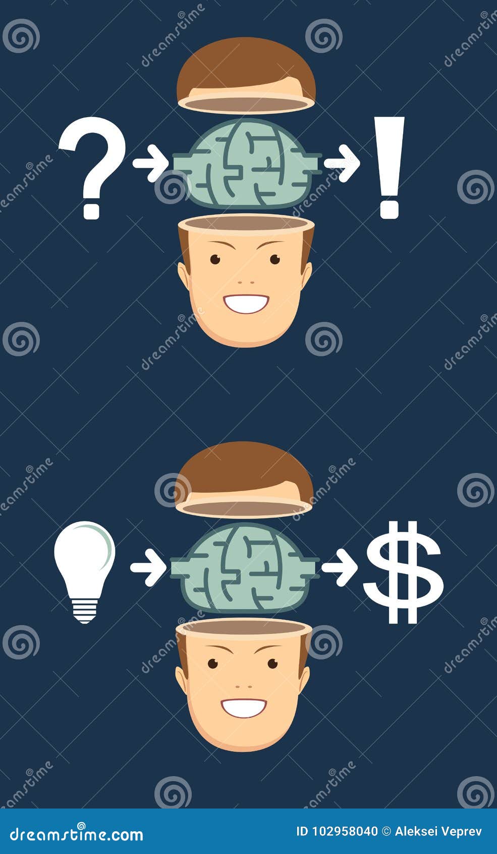 The Process of Finding a Solution and Money Stock Vector - Illustration ...
