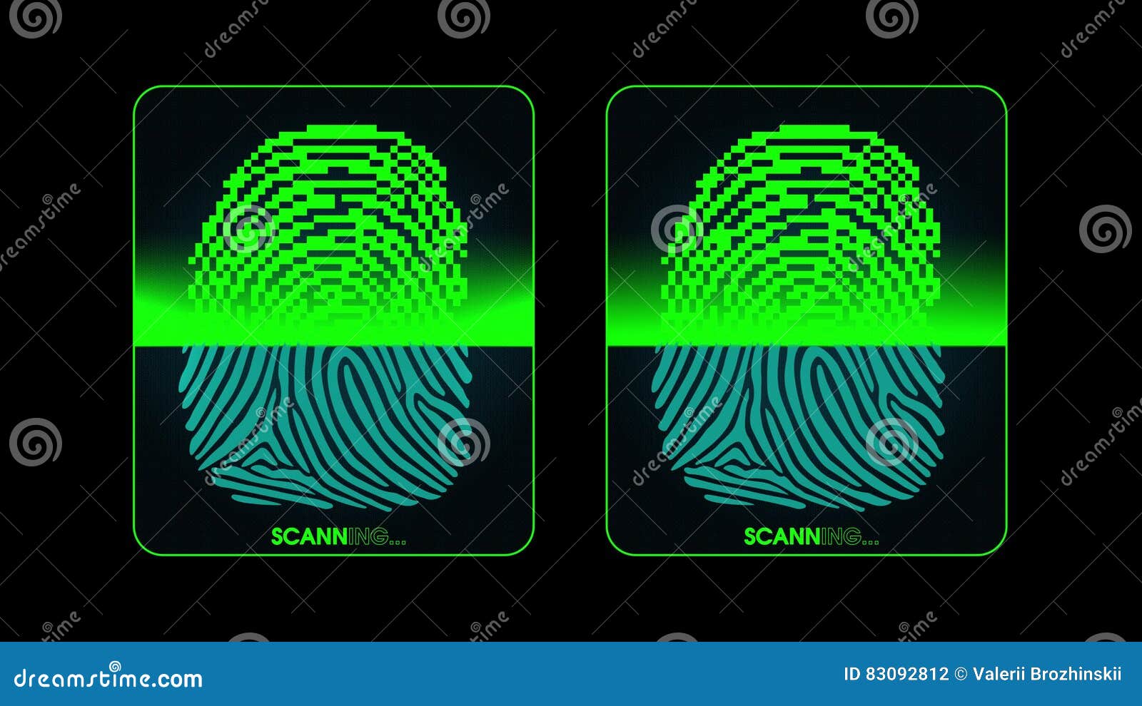 The Process of Fingerprint Scanning - Digital Security System, Two ...