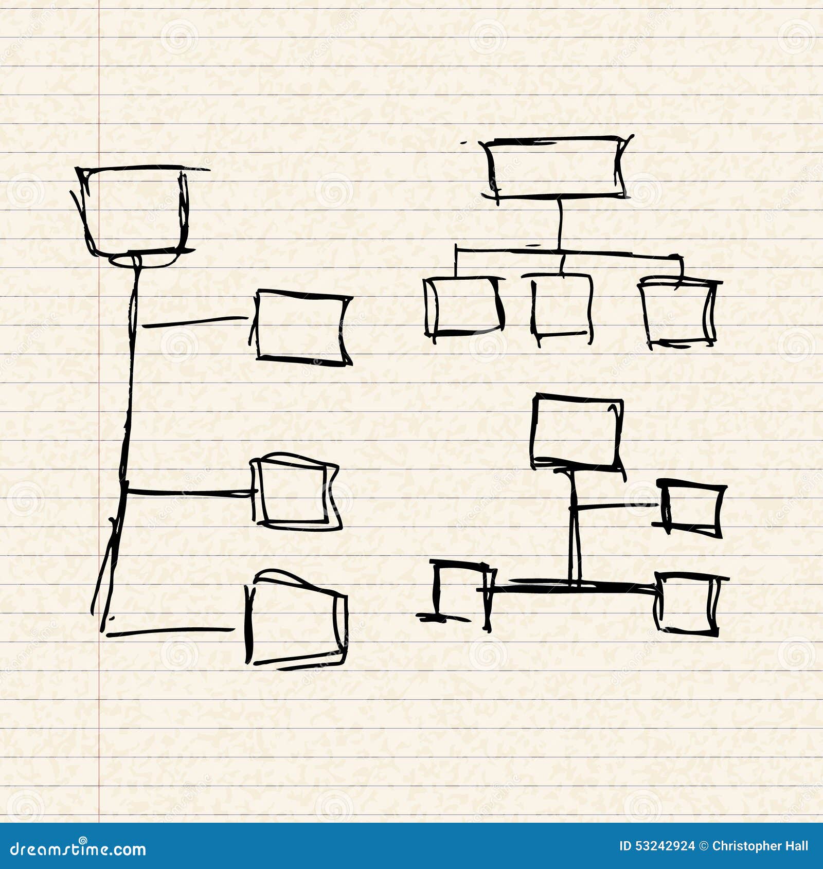 Process Flows On A Sheet Of Lined Paper Vector Illustration ...