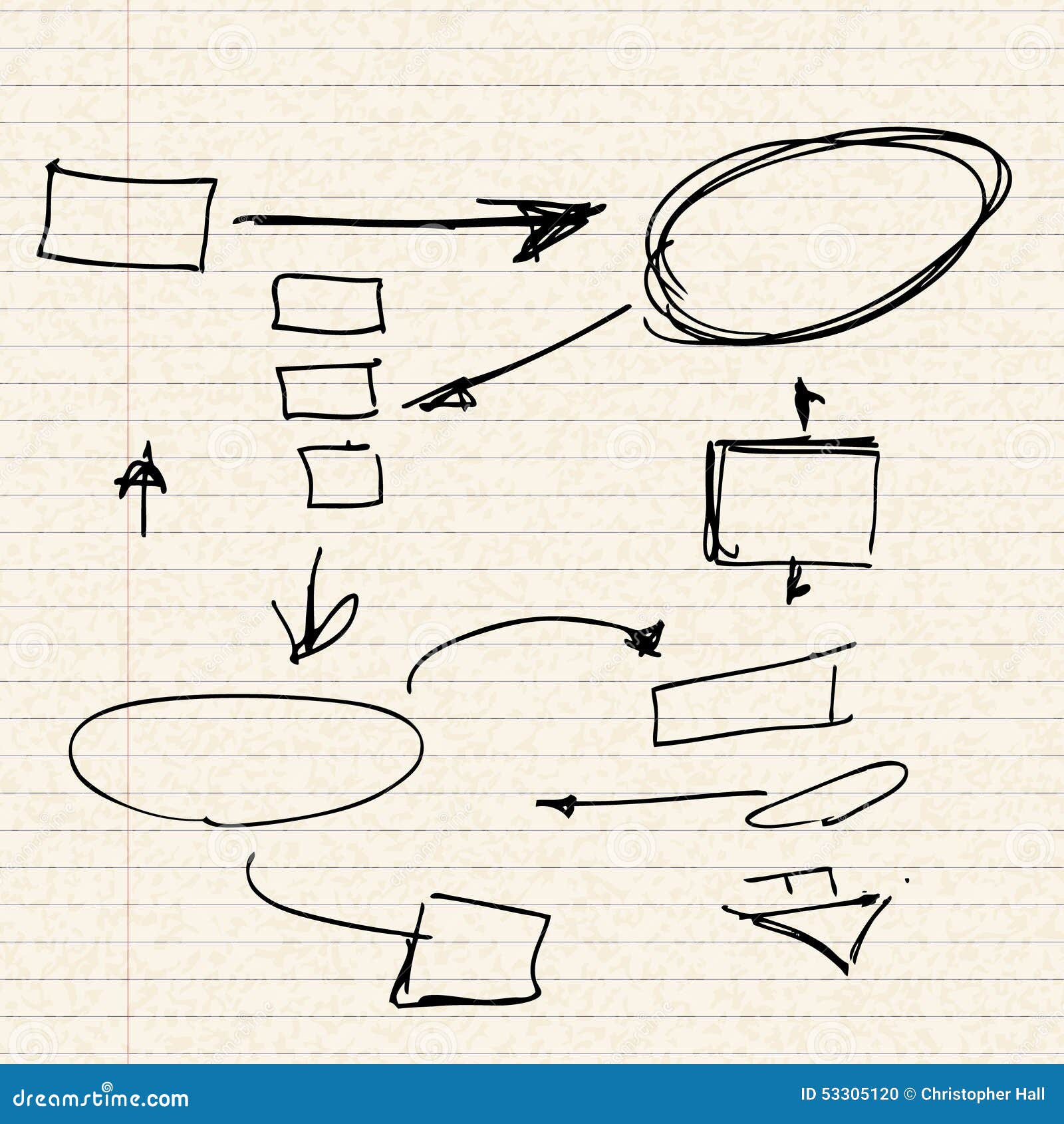 Process Flows on a Sheet of Lined Paper Stock Vector - Illustration of ...