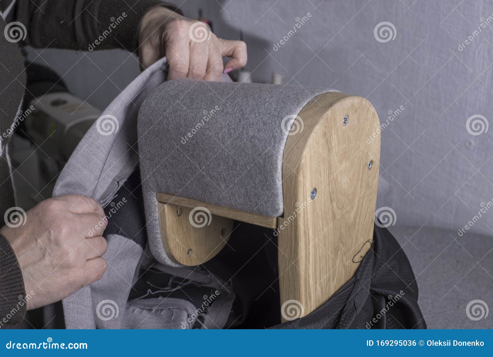 The Process of Forming the Shoulders of the Jacket. the Hands of the ...