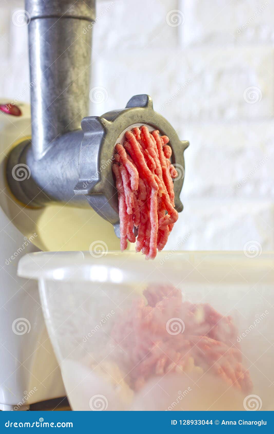 Process of Fresh Red Meat Grinding from Mincing Machine Stock Photo ...