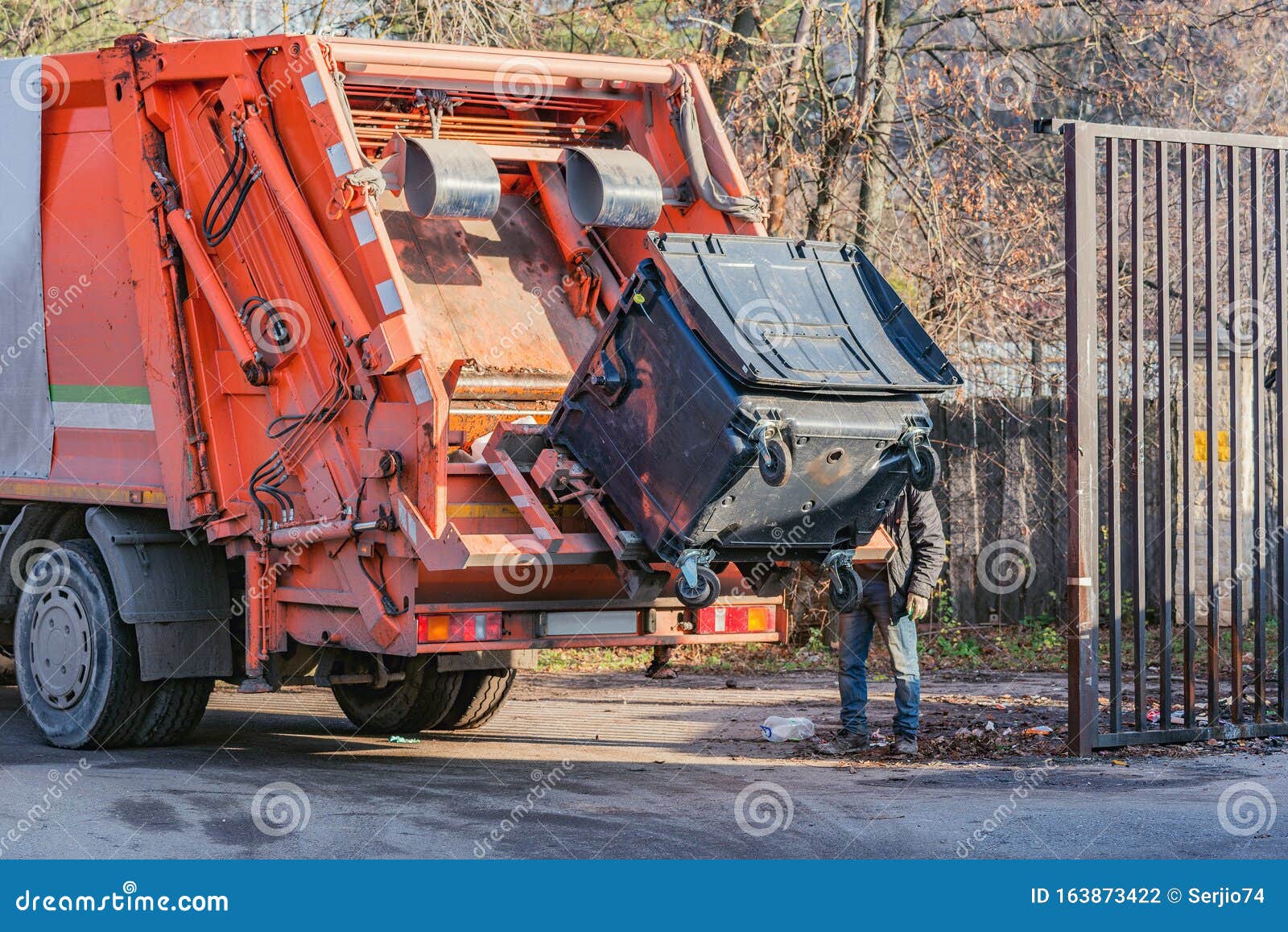 Process of garbage loading stock photo. Image of pollution - 163873422