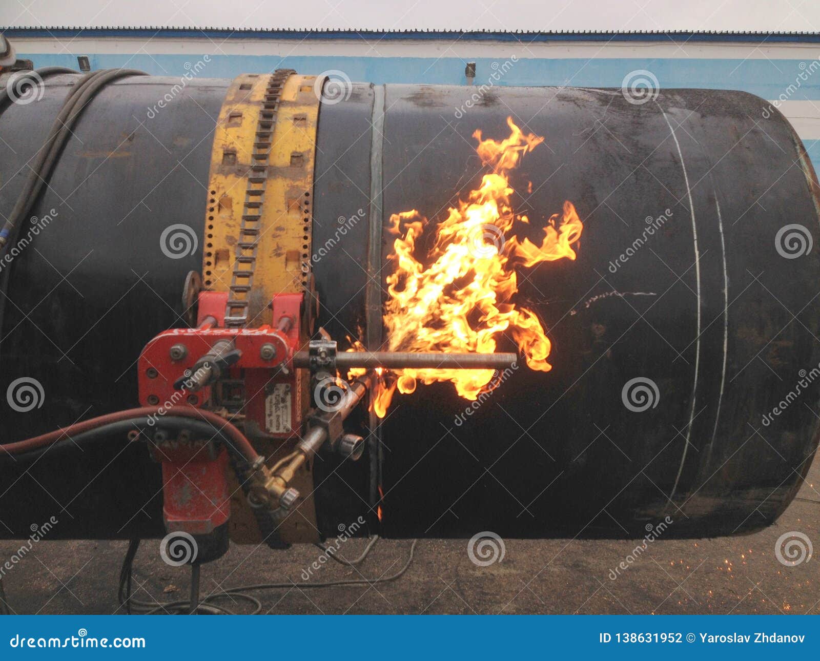 Pipe Cutting with a Gas Cutter Stock Photo - Image of cutter, cutting ...