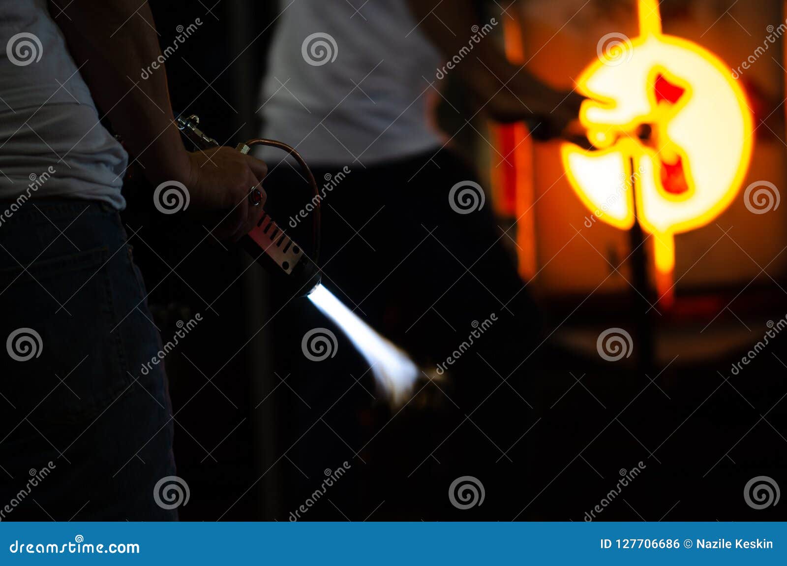 The Process of Glass Object Making Stock Photo - Image of glow, melt ...