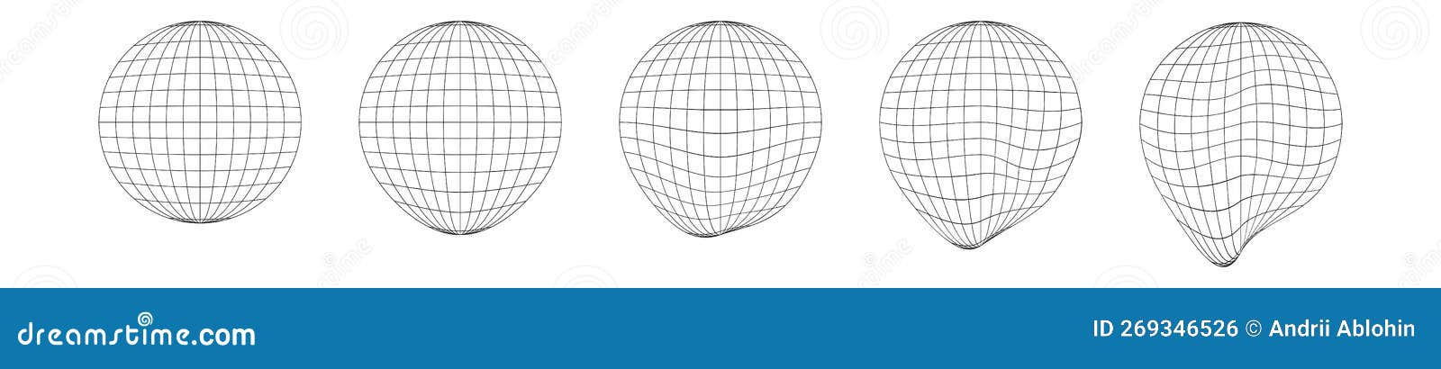 Process of Globe Melting. Set of Deflated Sphere Icons Stock Vector ...