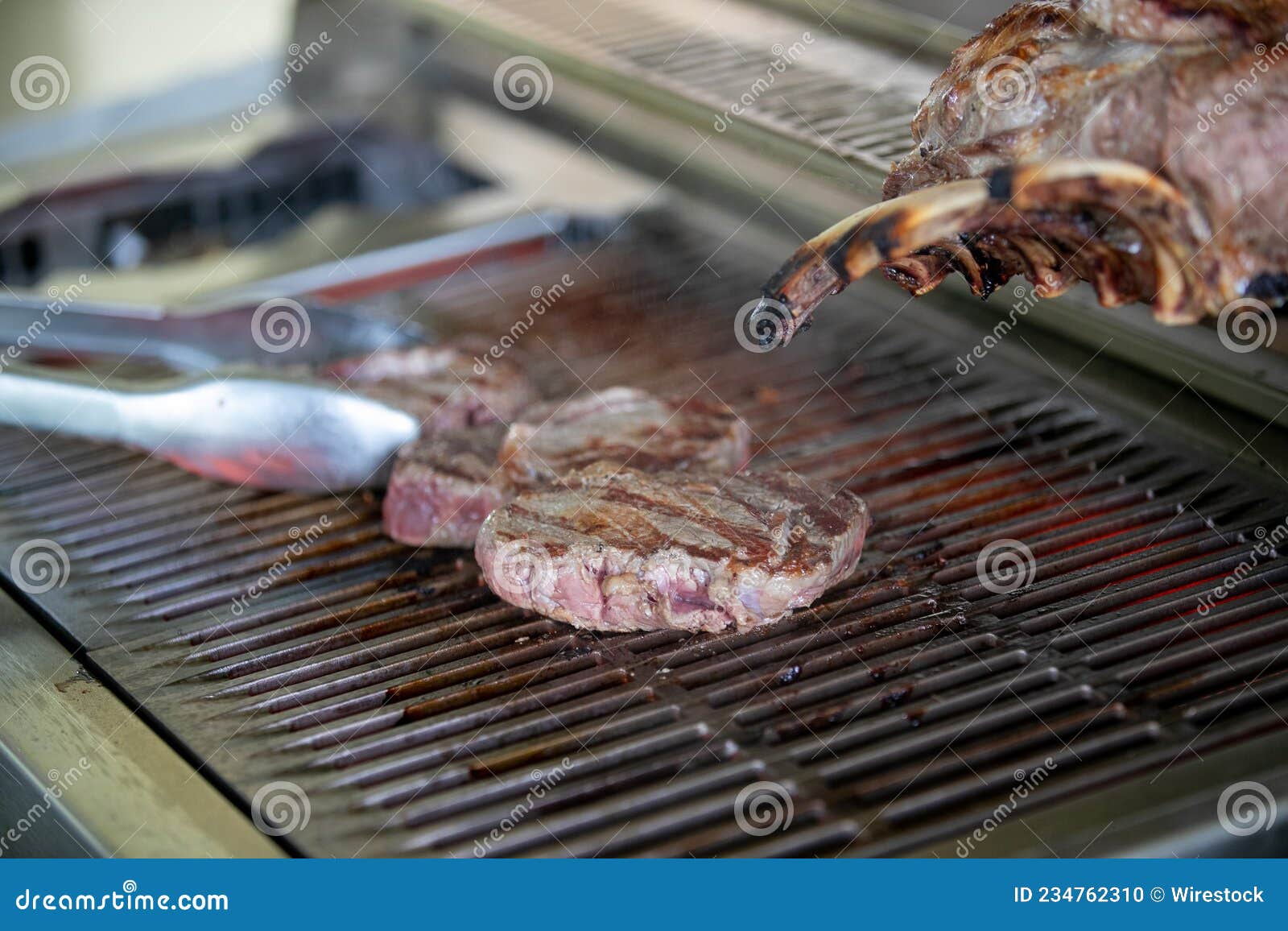 Process of Grilling Meat on a Grid Stock Photo - Image of steak, tasty ...