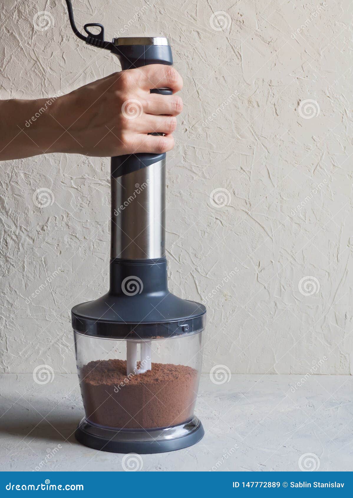 Process of Grinding Cacao Beans in a Blender. Stock Image - Image of ...