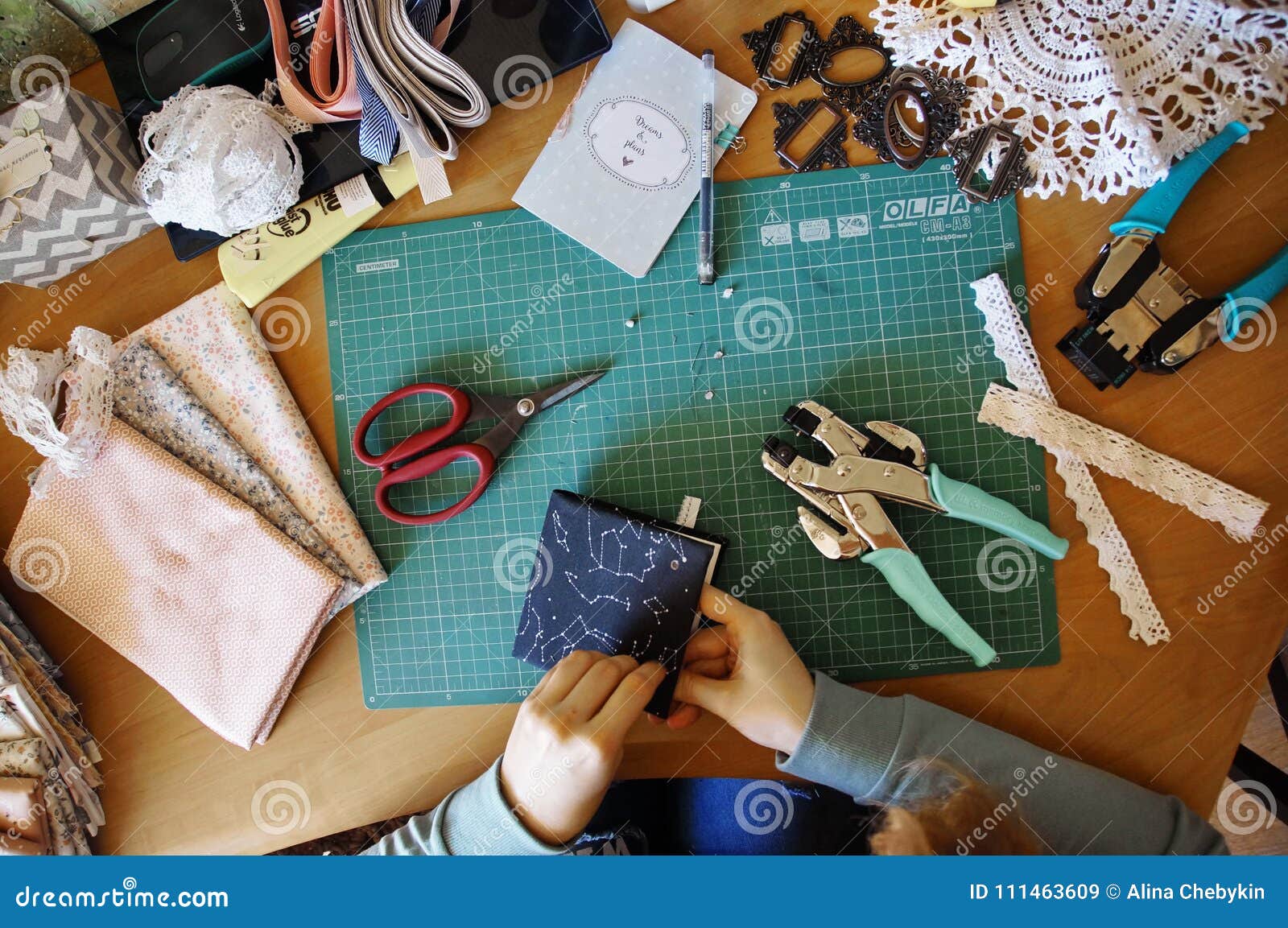 Handmade Creating of the Diary from Special Scrapbooking Paper Stock ...