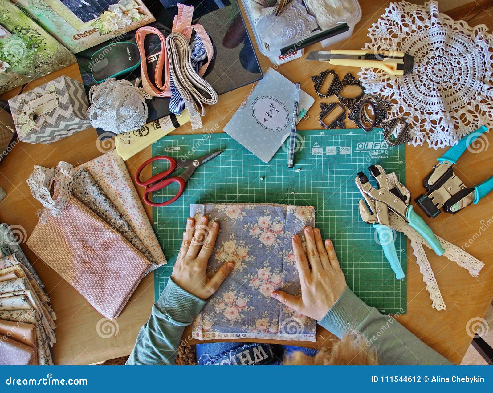 Handmade Creating of the Diary from Special Scrapbooking Paper Stock ...