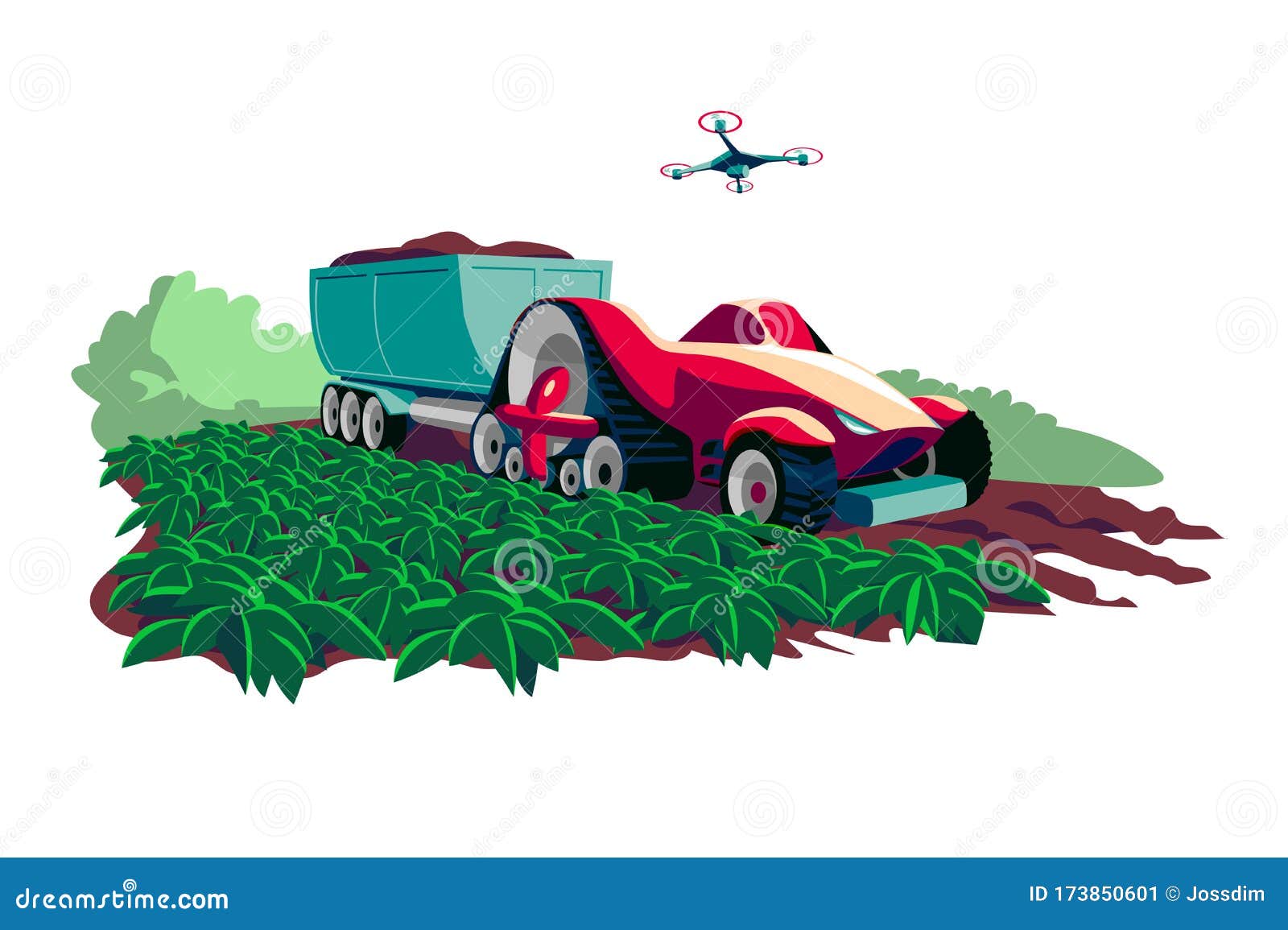 Process of Harvesting Crops on Modern Machine Stock Vector ...