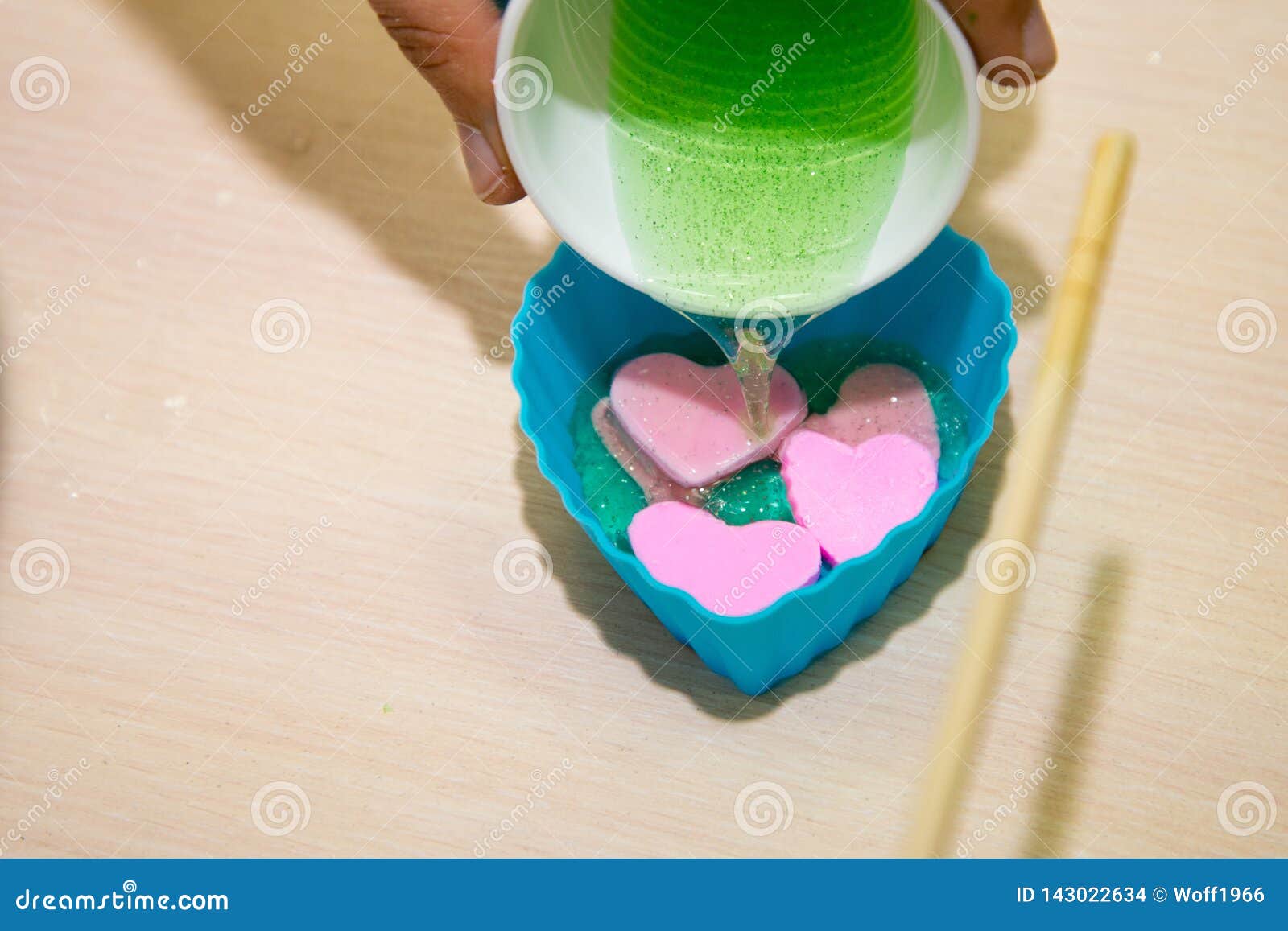 Process of Homemade Soap, Mixing Lye Solution into Oil. Making a Gift ...