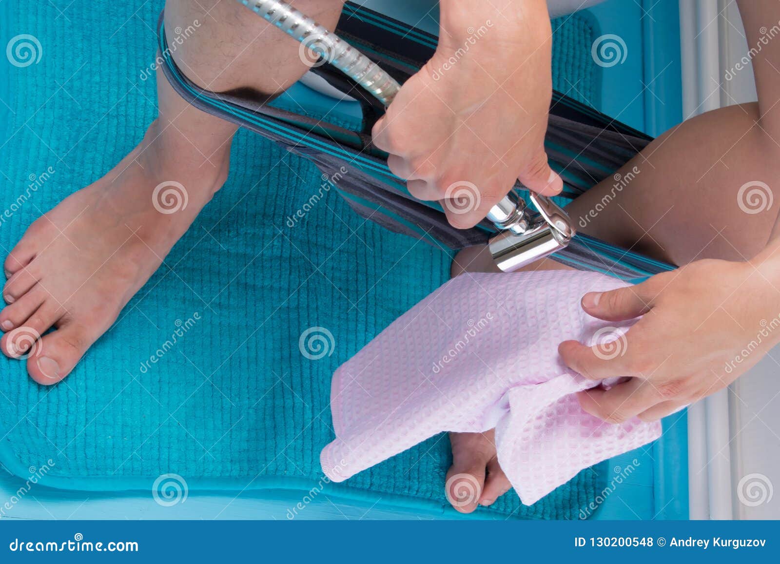 The Process of Hygiene, after the Man Emptied the Intestines, with the ...