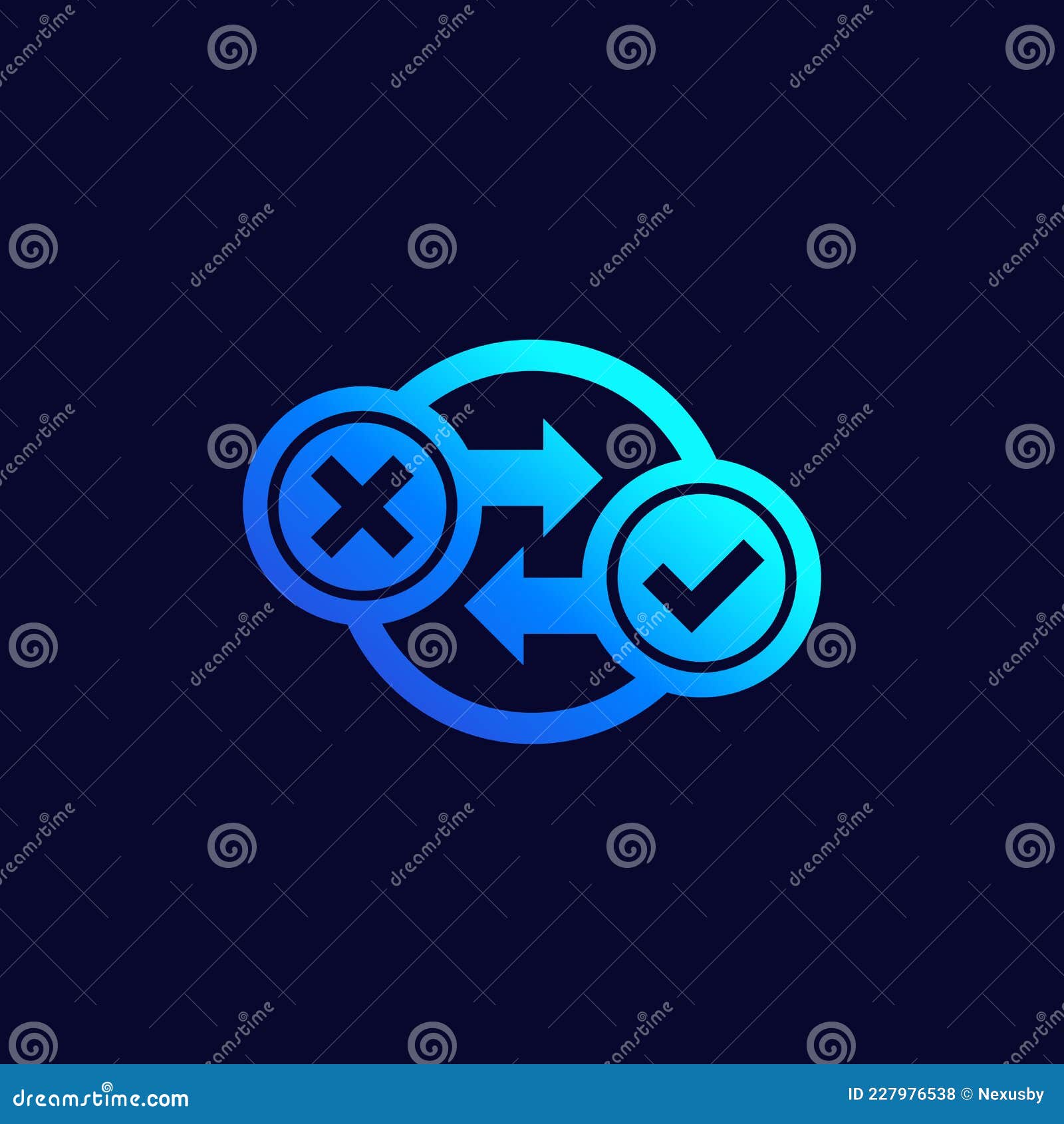 Process Icon with Check Mark and Cross, Vector Stock Vector ...