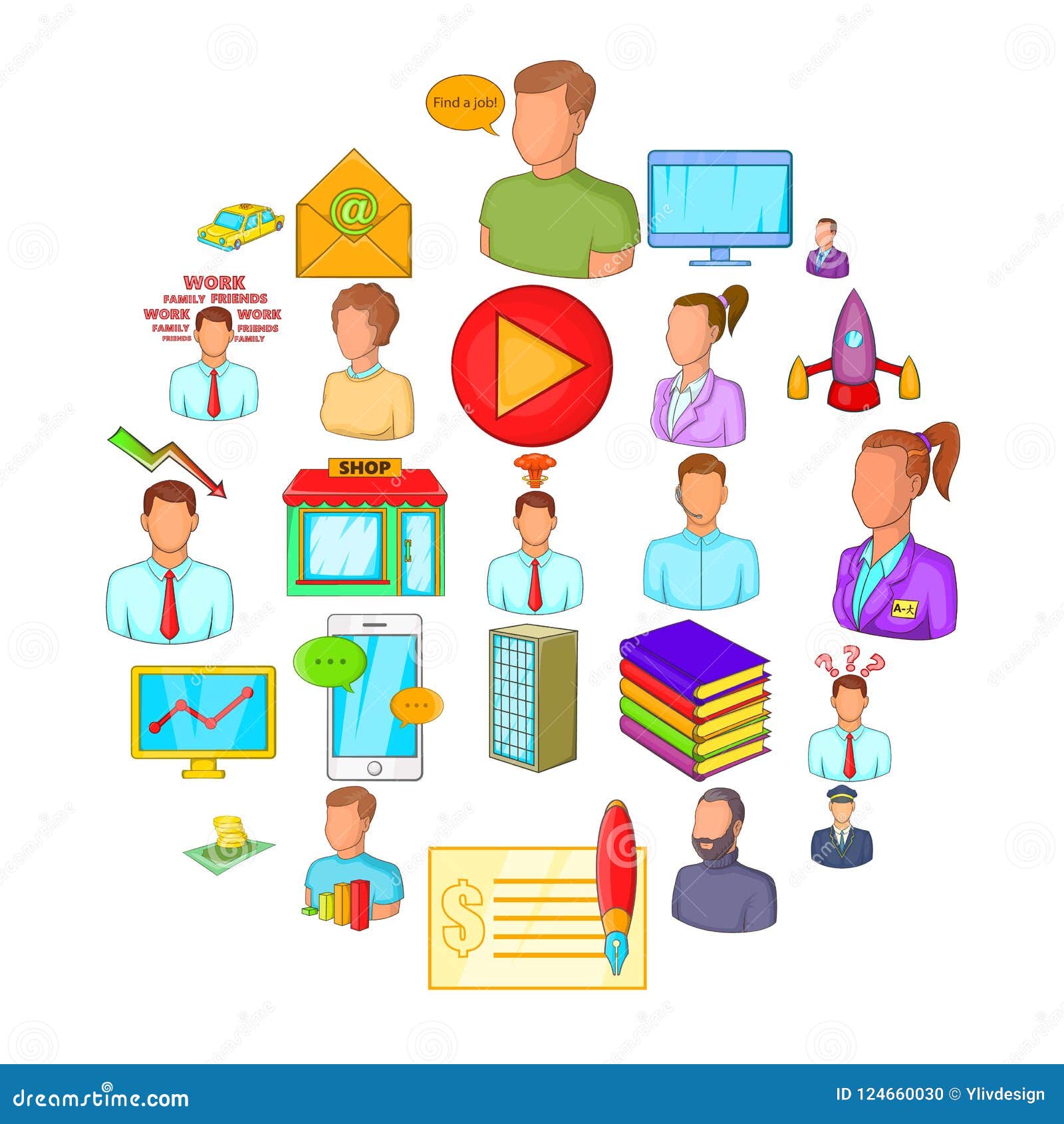 Process Icons Set, Cartoon Style Stock Vector - Illustration of ...