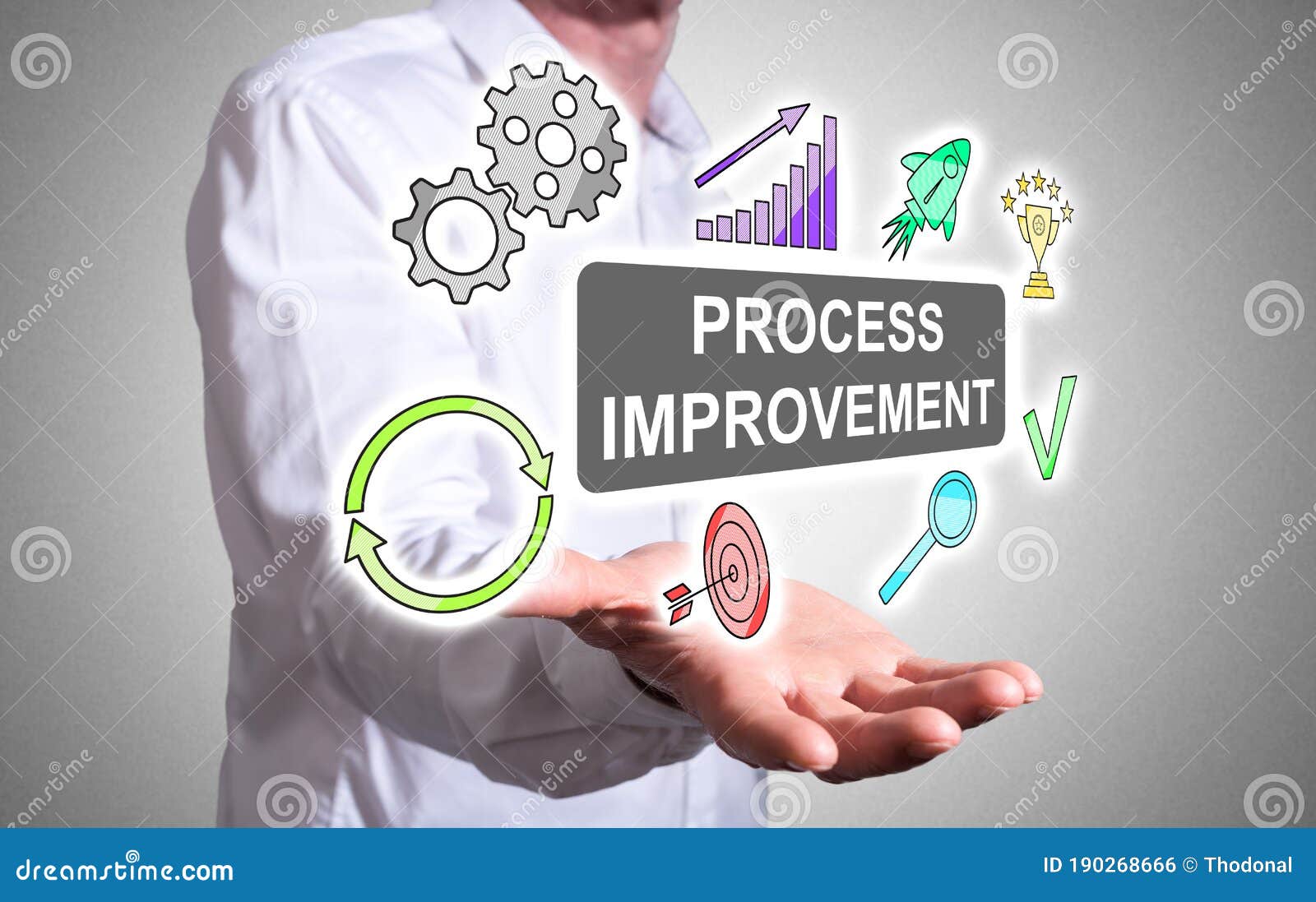 Process Improvement Concept Above a Human Hand Stock Photo - Image of ...