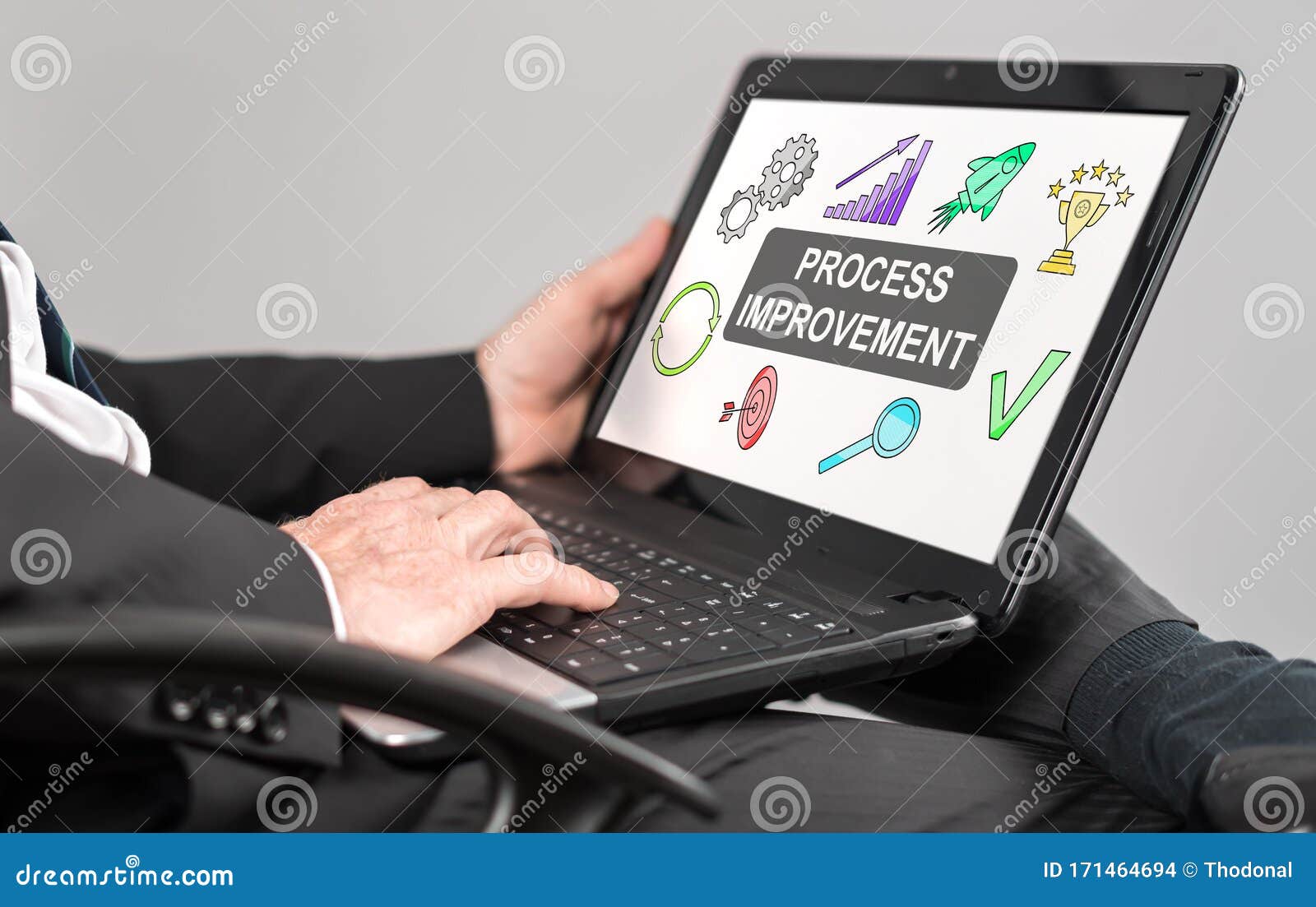 Process Improvement Concept on a Laptop Stock Photo - Image of strategy ...
