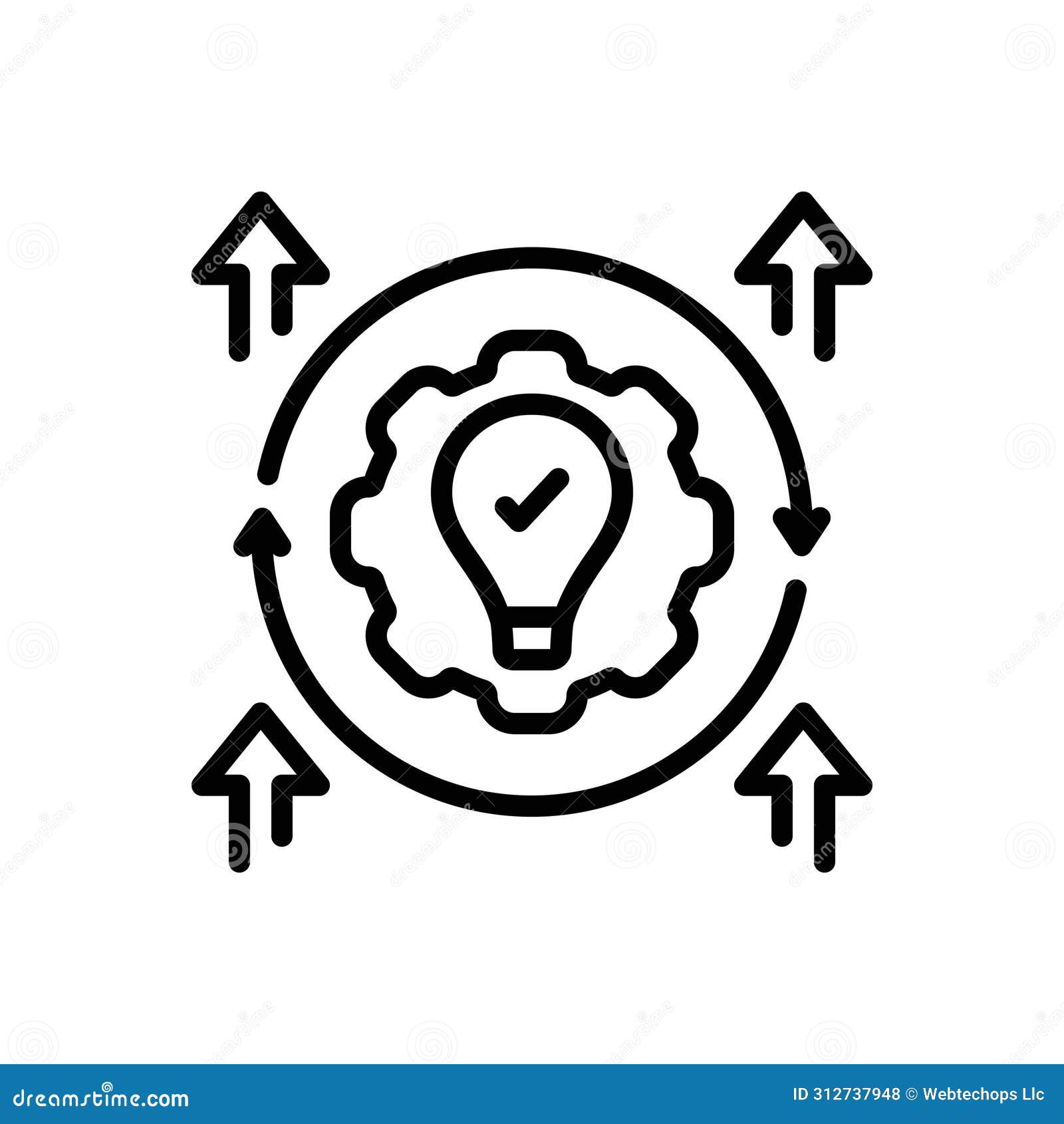 Black Line Icon for Process Improvement, Process and Development Stock ...