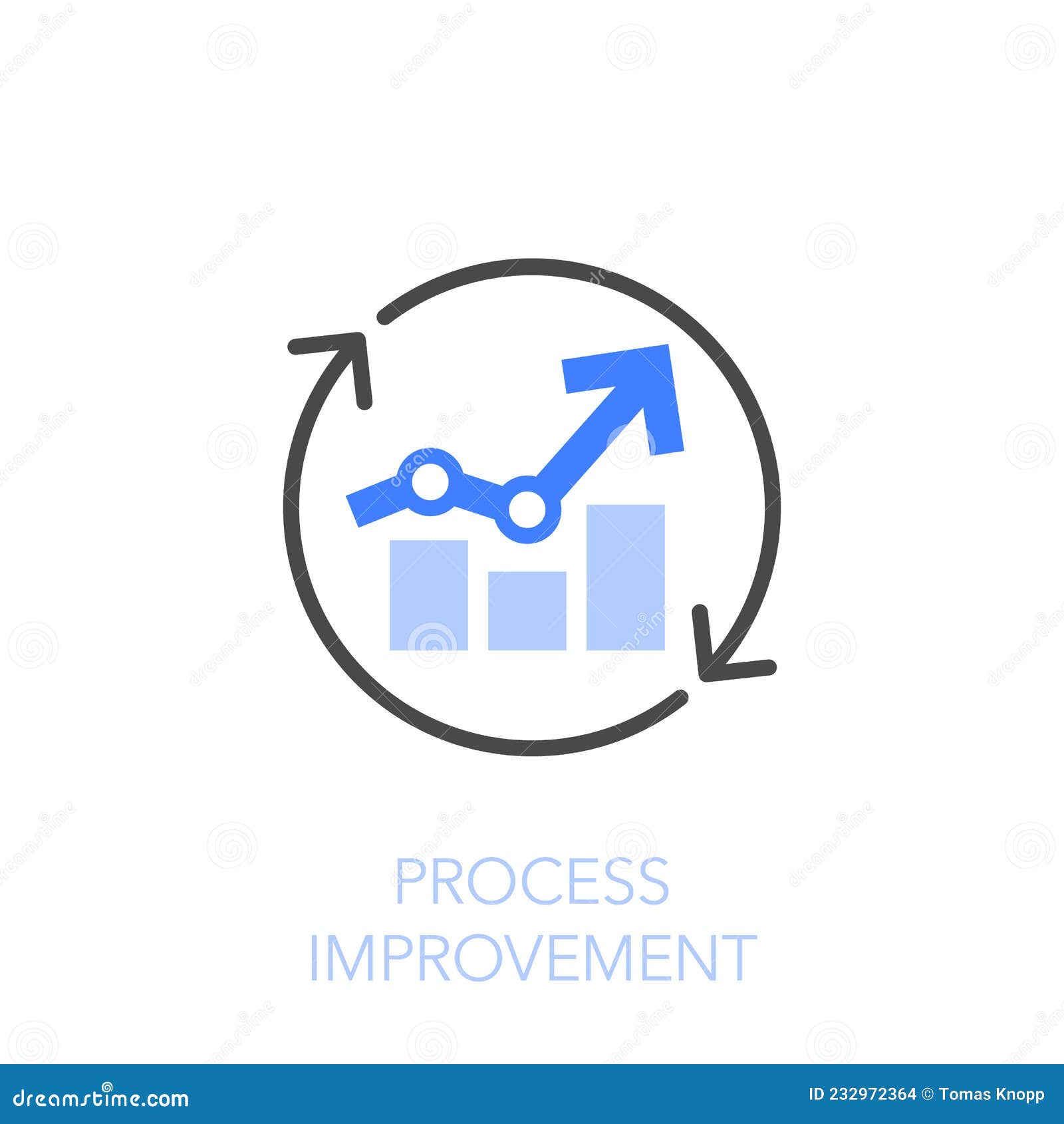 Process Improvement Symbol with Process Arrows and a Growth Chart Stock ...