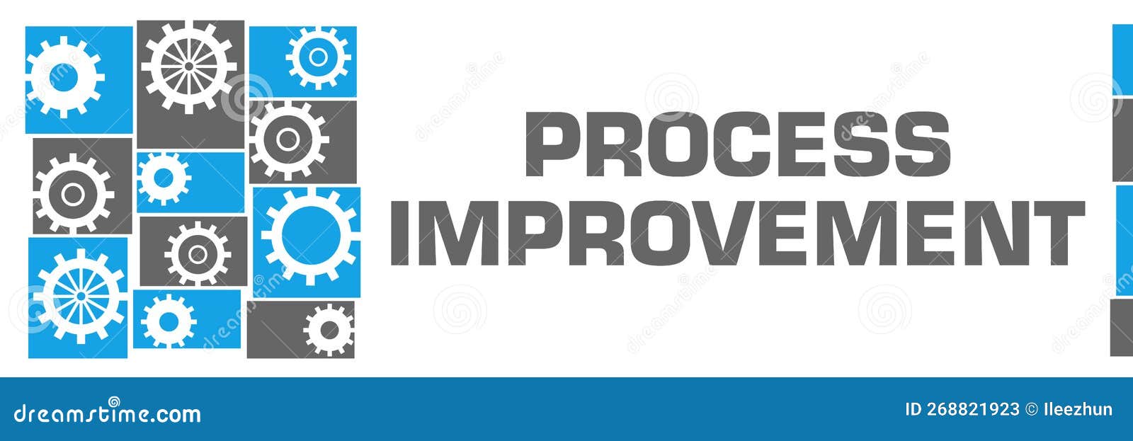 Process Improvement Blue Grey Gears Left Grid Stock Illustration ...