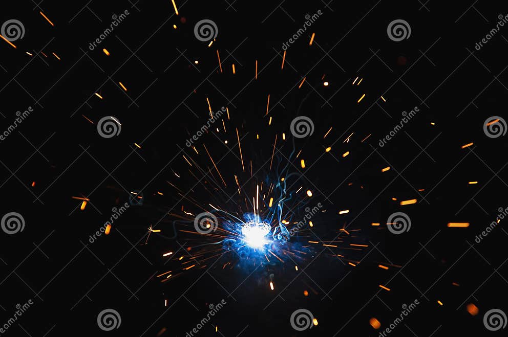Process Industrial Welding of Elements of Iron Construction. Nice ...
