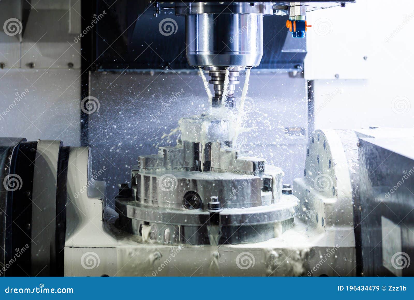 A Process of Industrial Wet Milling in 5-axis Cnc Machine with Coolant ...