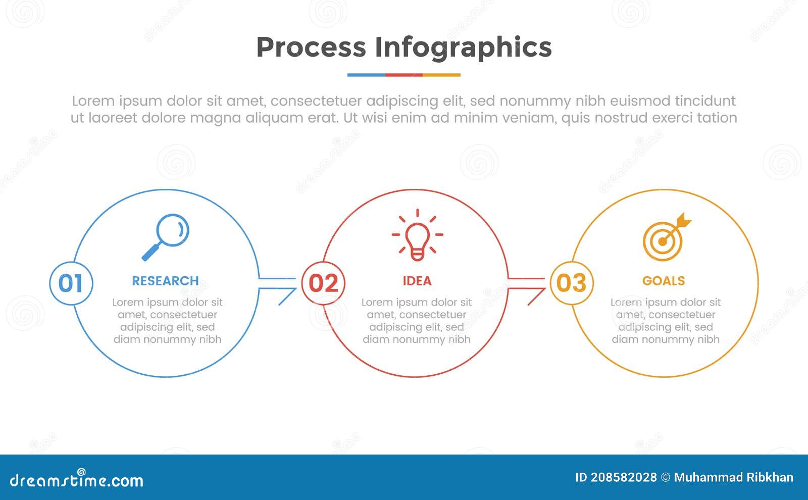 Process Infographic with 3 List Point and Modern Flat Style Template ...
