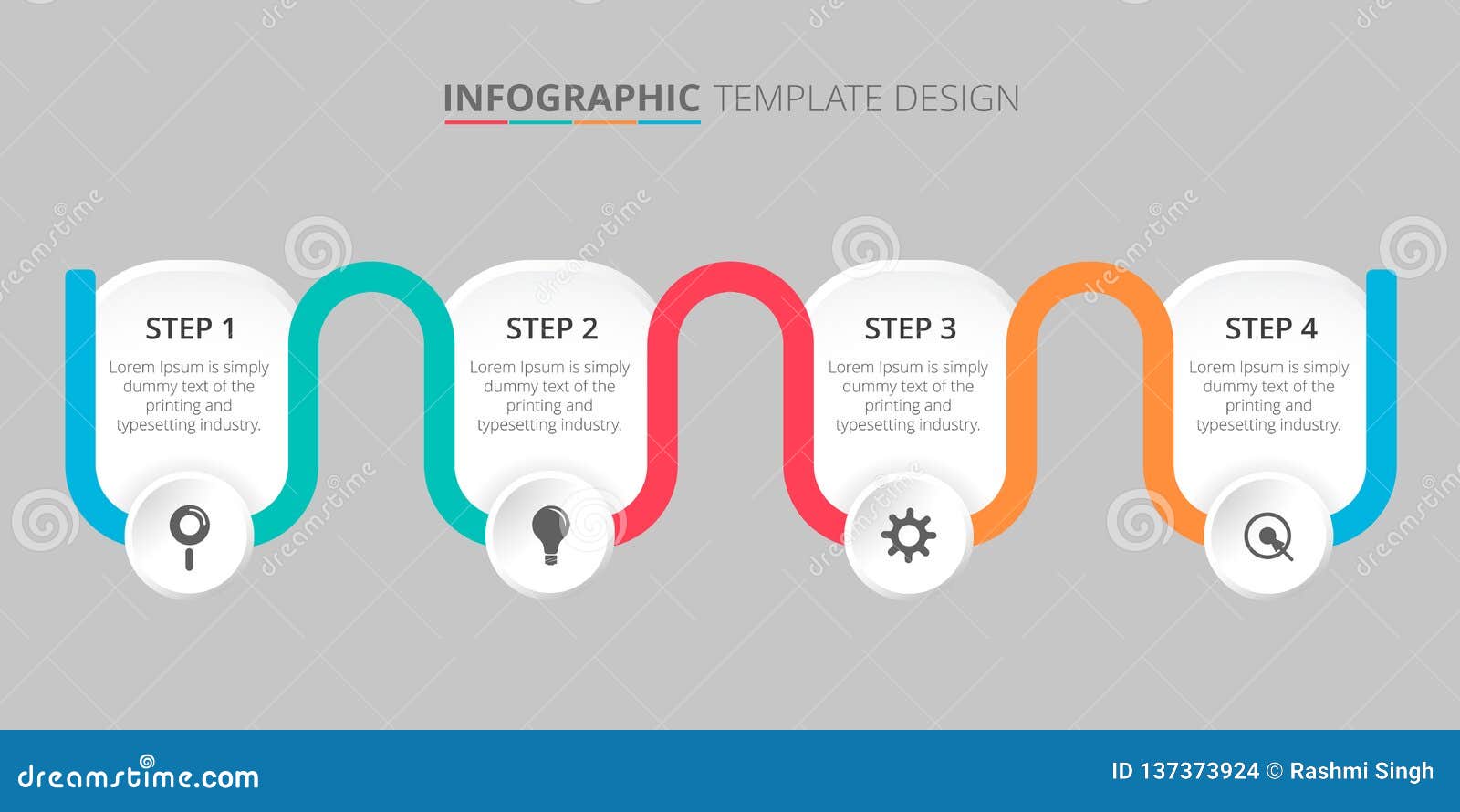 Process Infographic Template Design with 4 Steps Stock Vector ...
