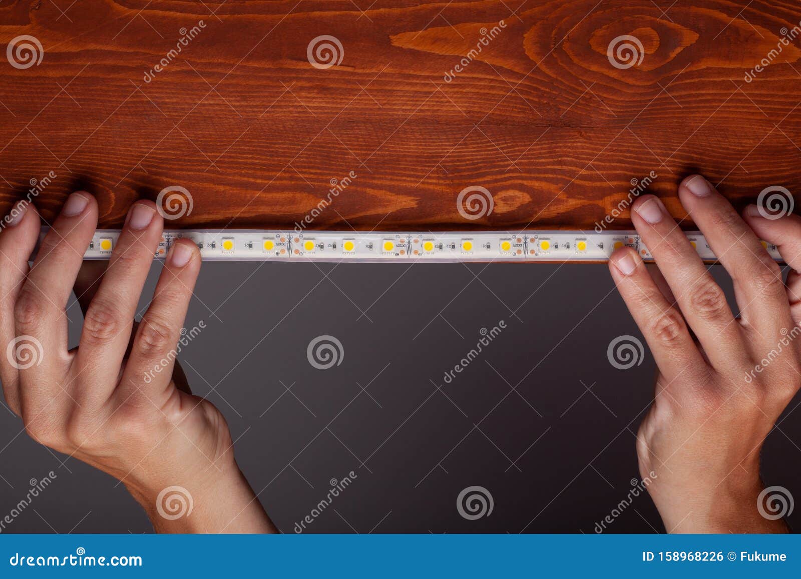 Process Installation of LED Strip for Decorative Lighting Stock Photo ...