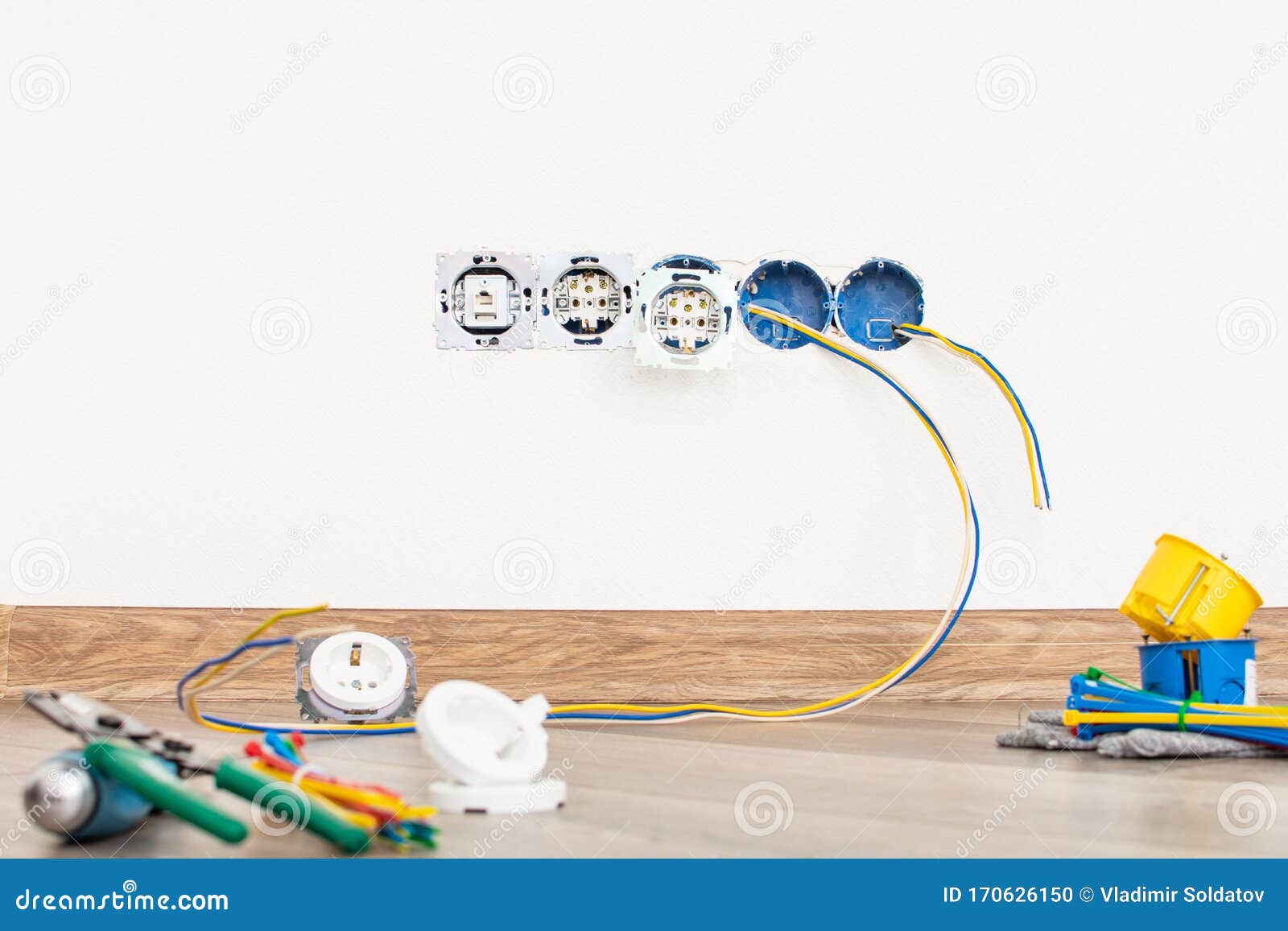 The Process of Installing Sockets in the House Stock Photo - Image of ...