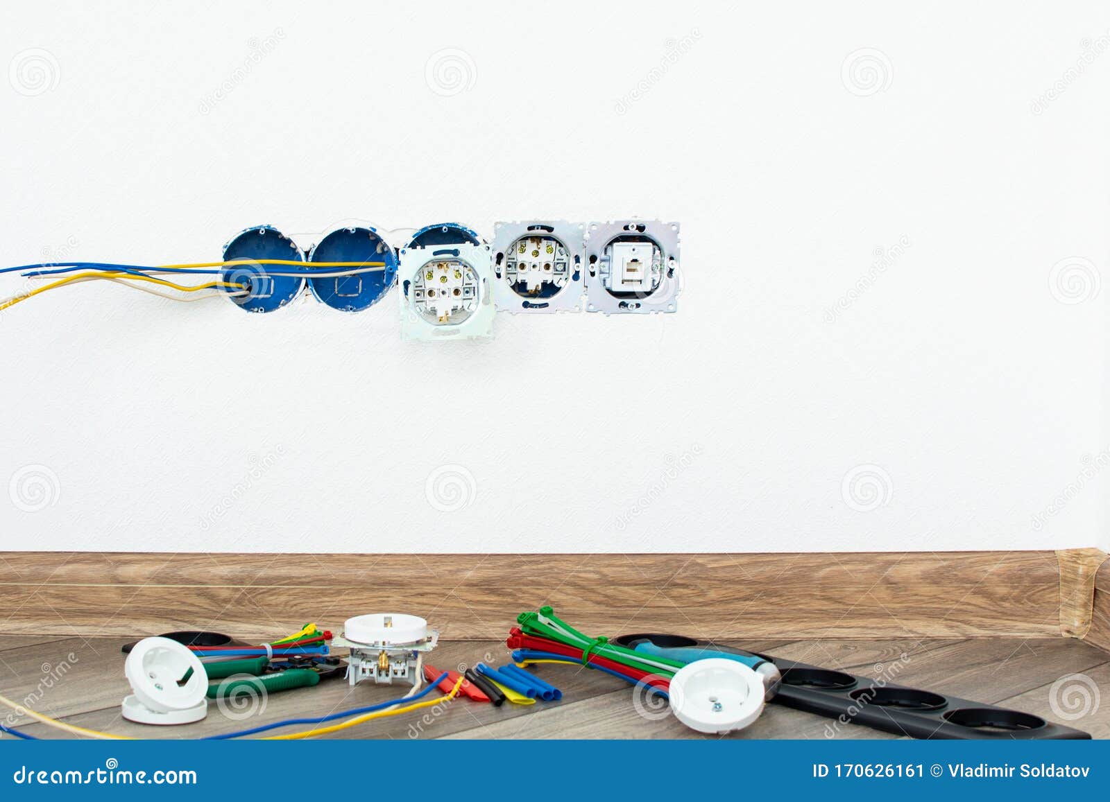 The Process of Installing Sockets in the House Stock Image - Image of ...