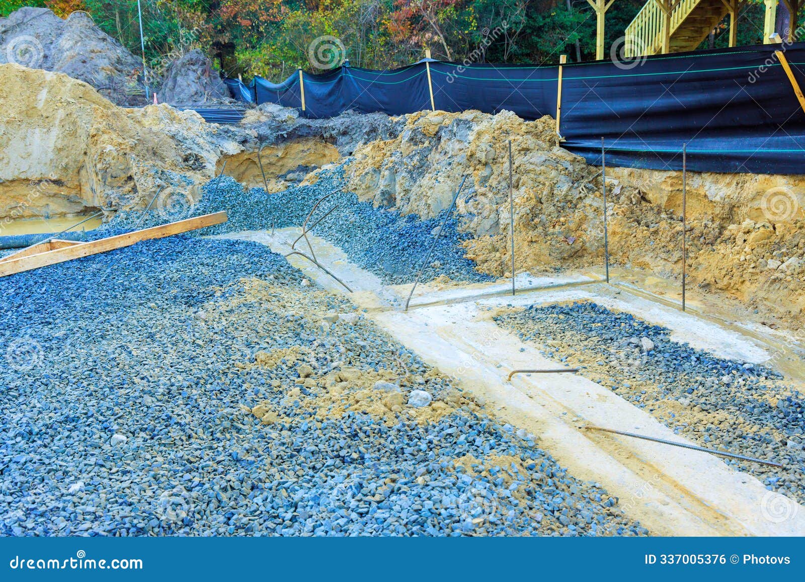 Process Involving Preparation Foundation Ground for Pouring Concrete at ...