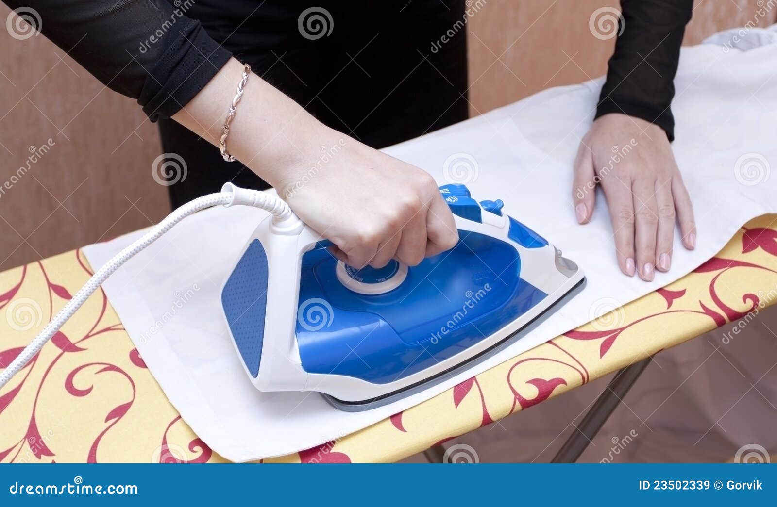 Process of Ironing of a White Dressing Stock Image - Image of life ...