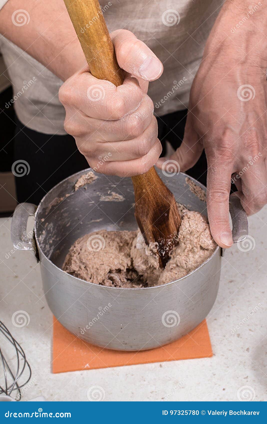 The Process of Kneading Wheat Bread Stock Photo - Image of ingredient ...