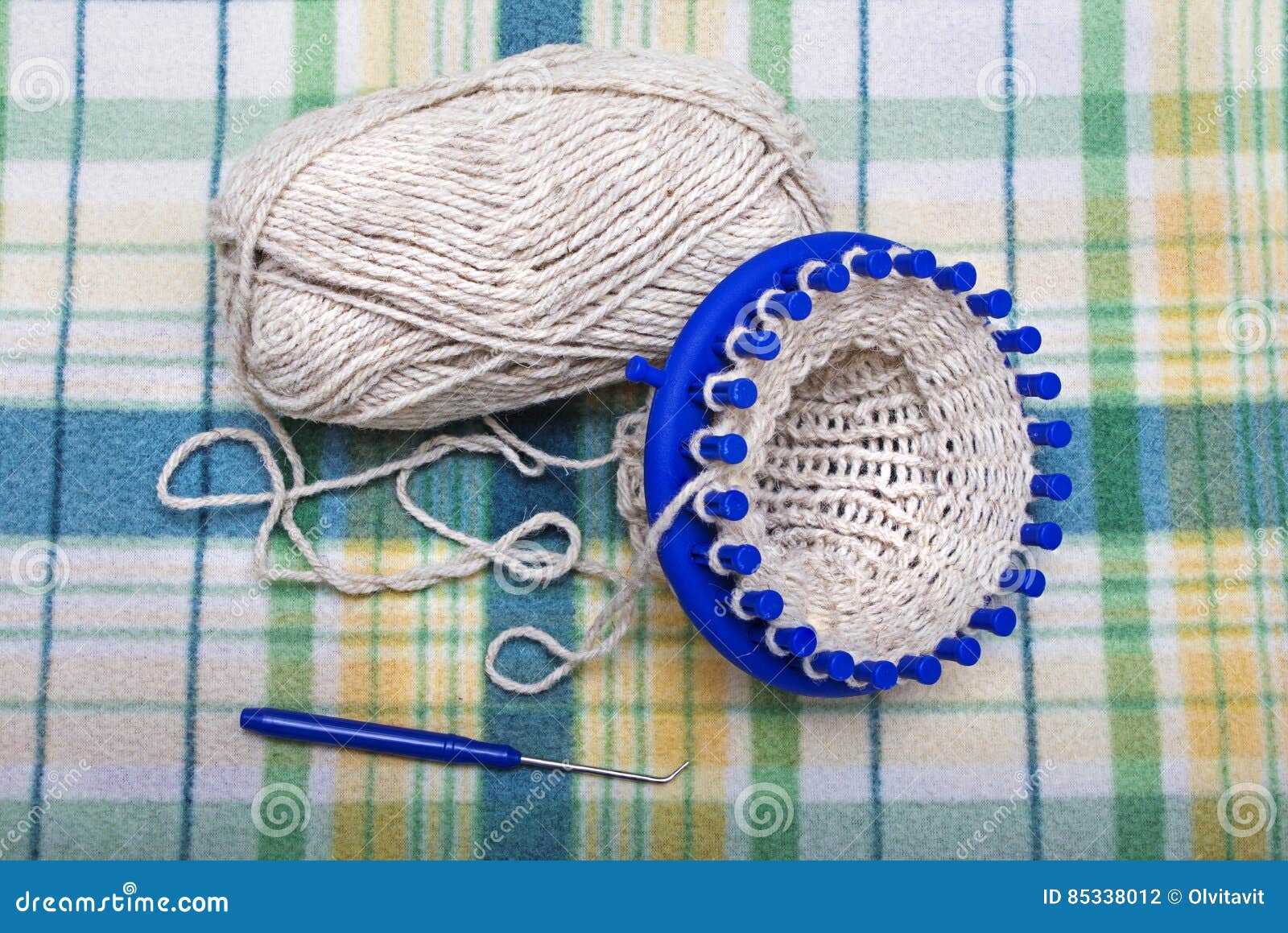 Process of Knitting Wool Socks on a Circular Loom Stock Photo - Image ...