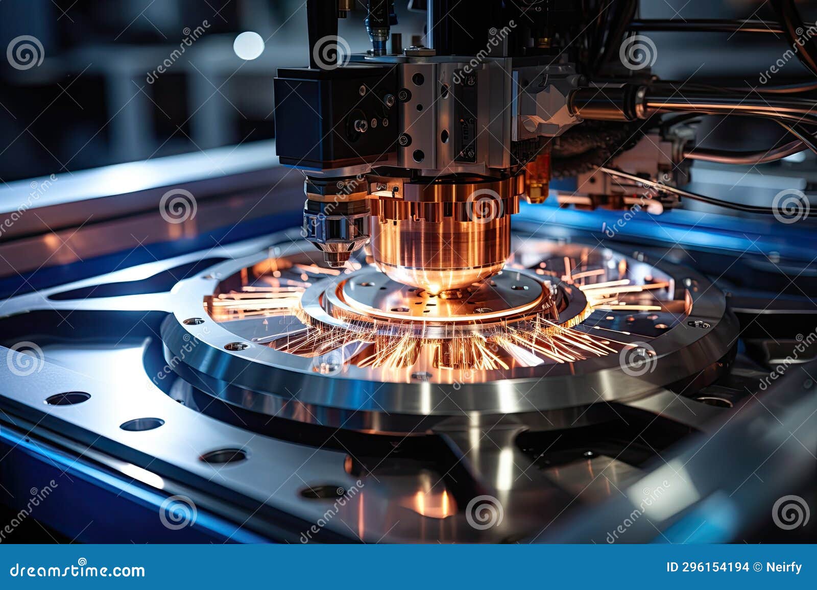 Process of Laser Manufacturing High-precision Components, Bright Color ...
