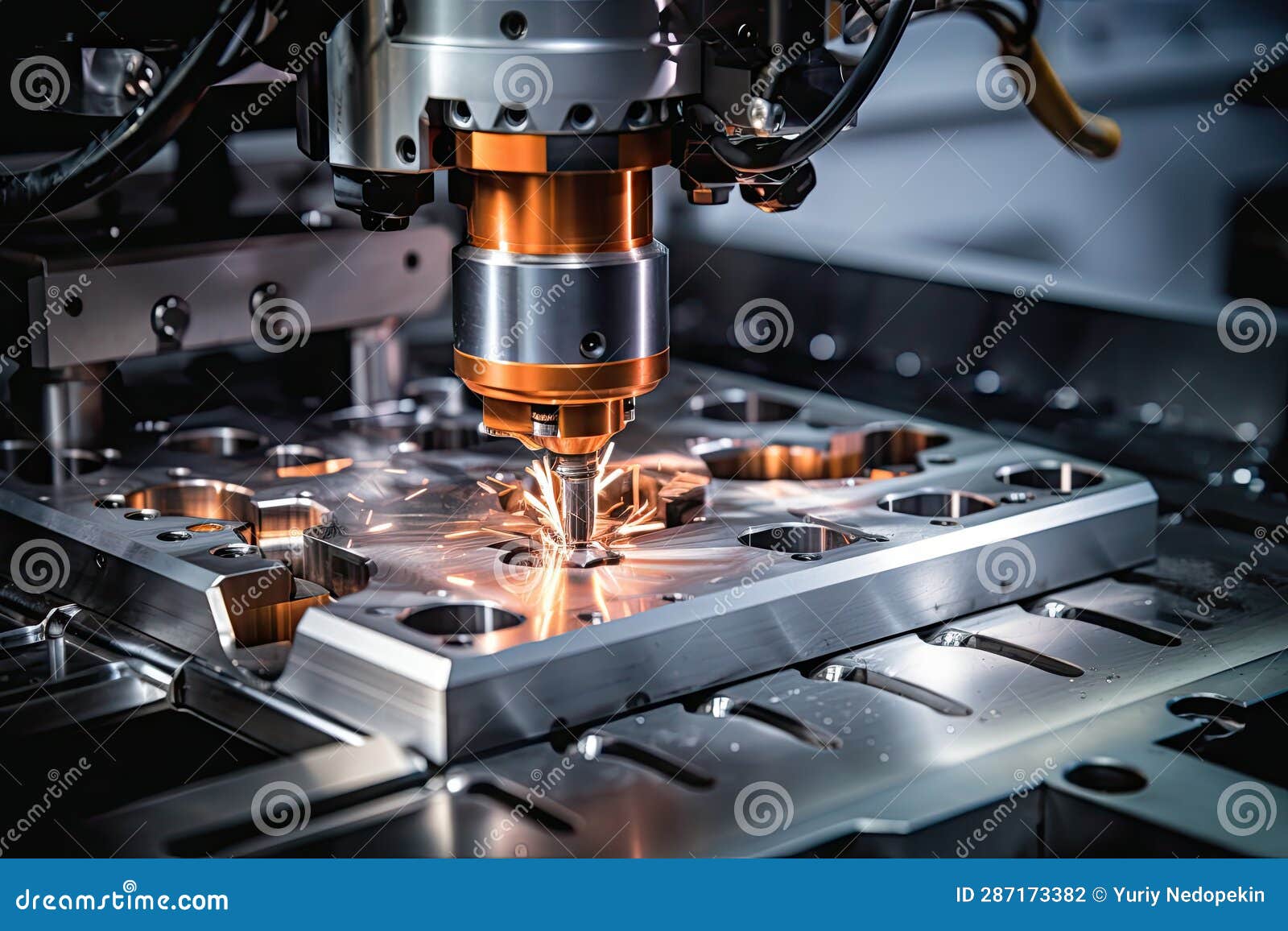 Process of Laser Manufacturing High-precision Components Stock Photo ...