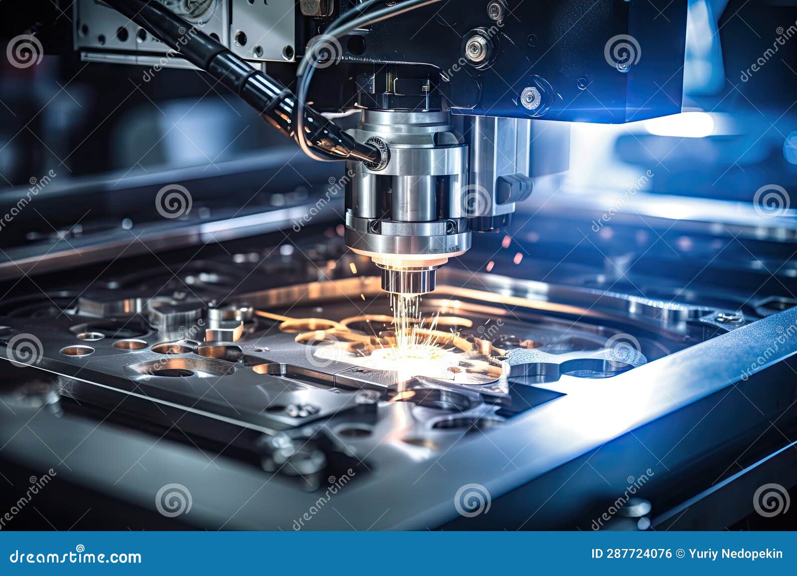 Process of Laser Manufacturing High-precision Components Stock Photo ...