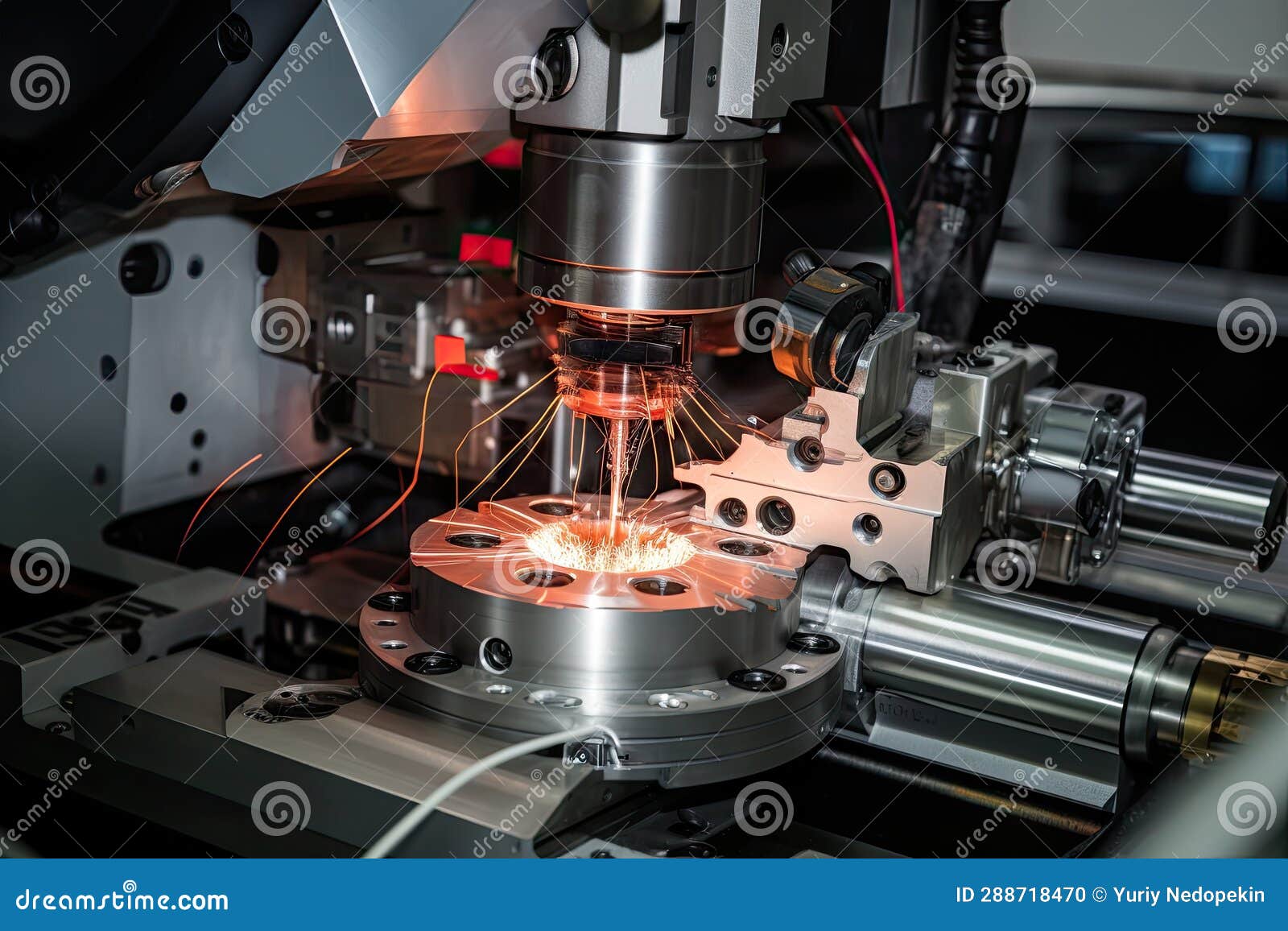 Process of Laser Manufacturing High-precision Components Stock Photo ...