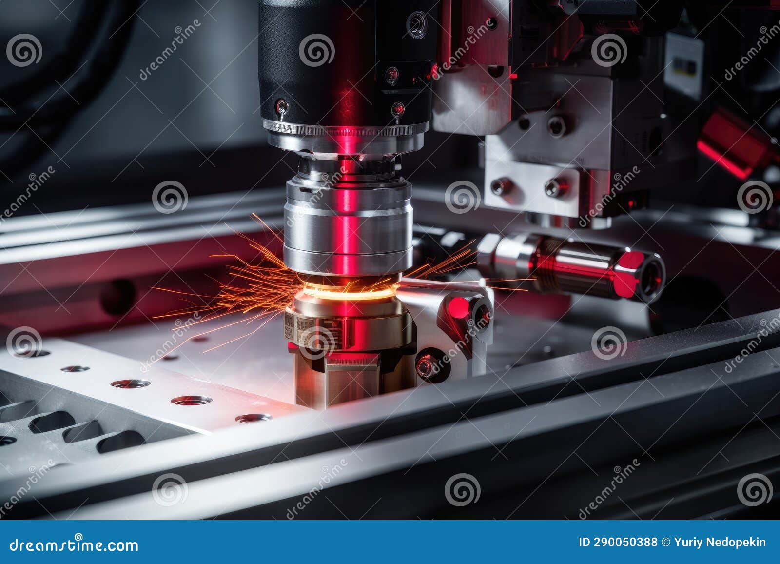 Process of Laser Manufacturing High-precision Components Stock Photo ...