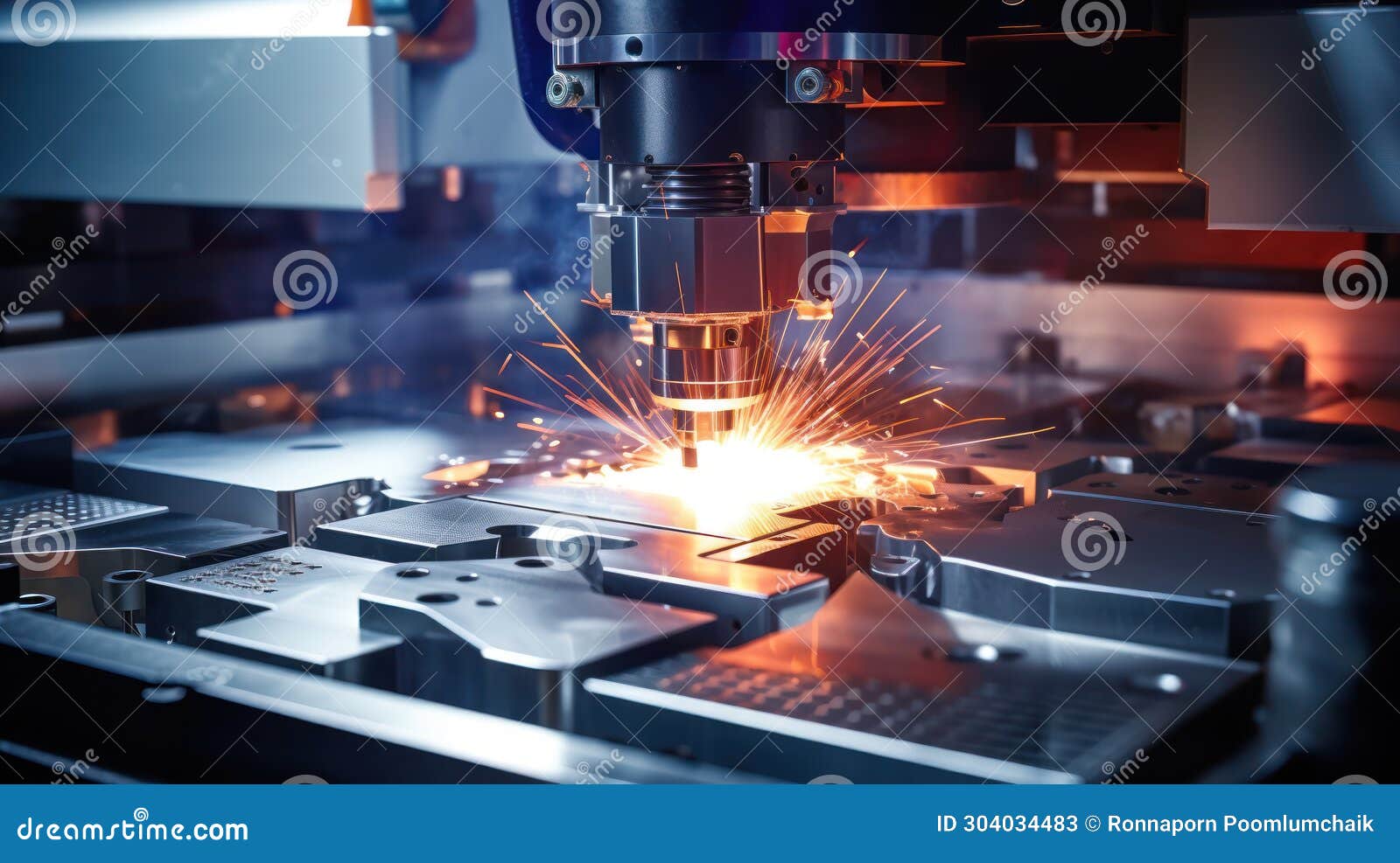 The Process of Laser Manufacturing High-precision Components Represents ...