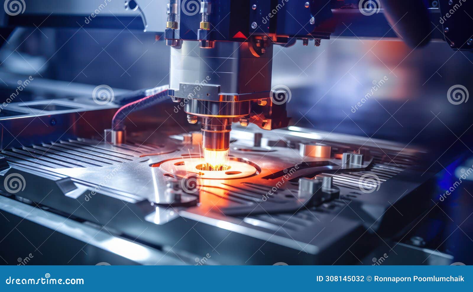 The Process of Laser Manufacturing High-precision Components Represents ...