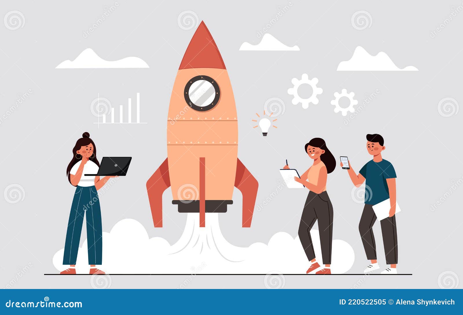The Process Of Launching A Business Project In The Form Of A Rocket, An ...