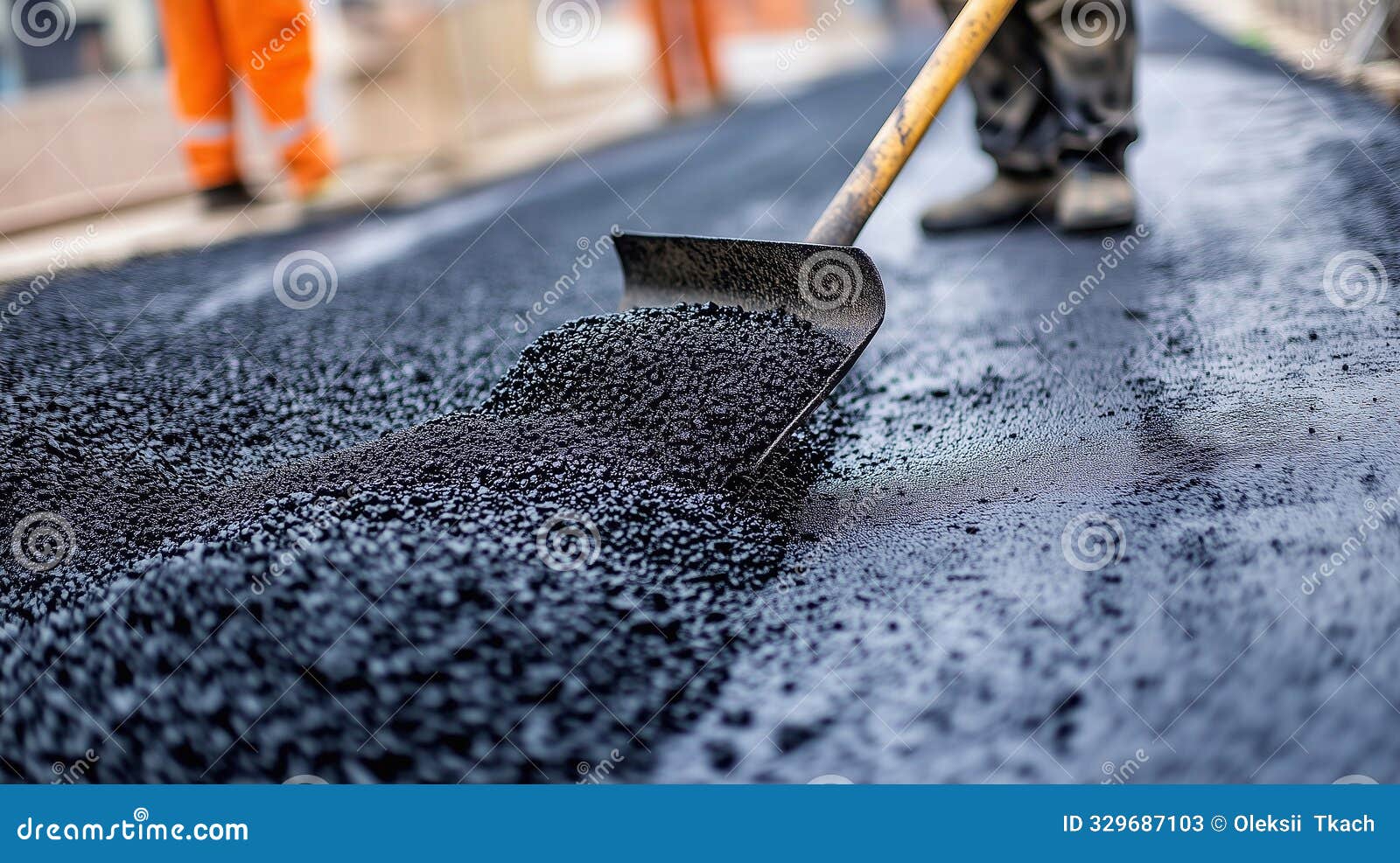 Process of laying asphalt stock image. Image of evening - 329687103
