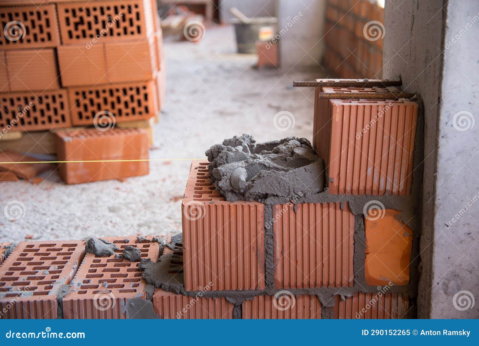 The Process of Laying Bricks on Construction Site Stock Image - Image ...