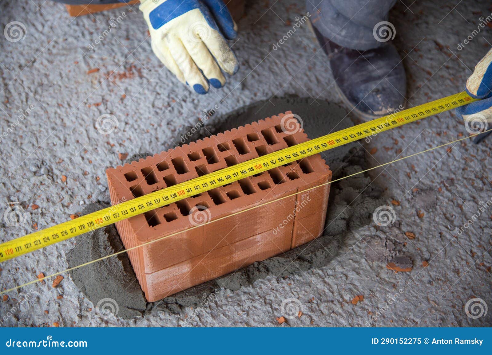 The Process of Laying Bricks on Construction Site Stock Image - Image ...