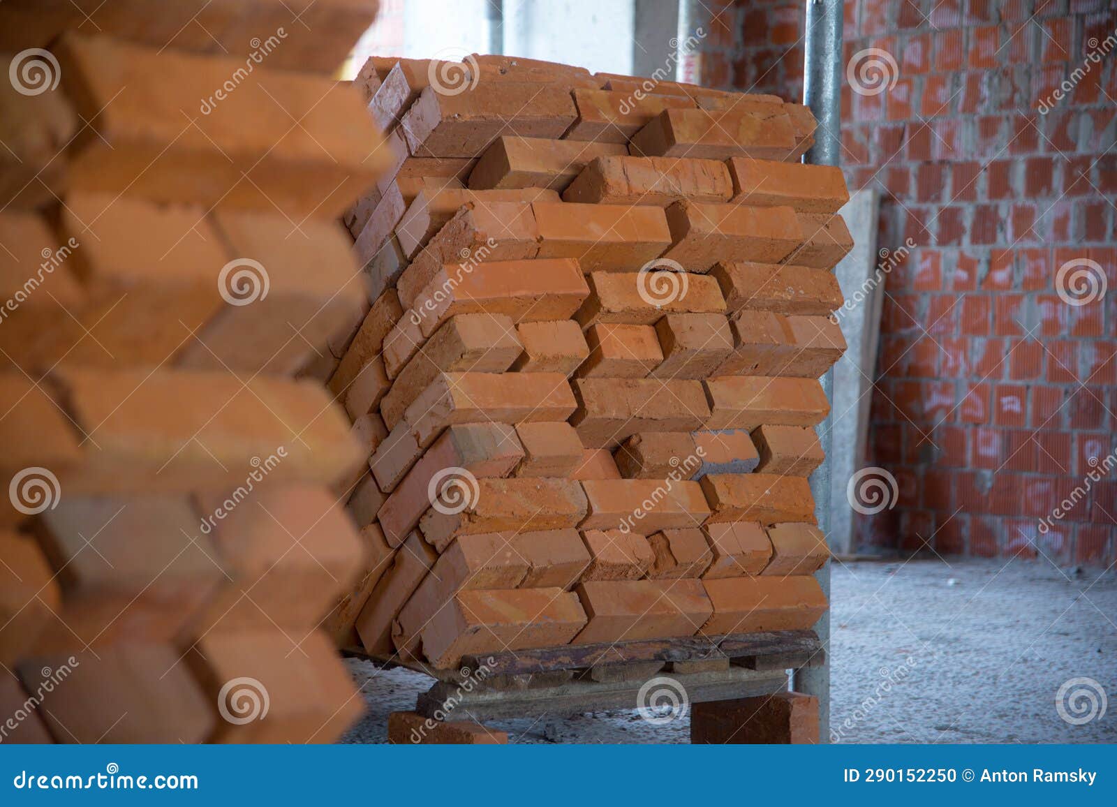 The Process of Laying Bricks on Construction Site Stock Photo - Image ...