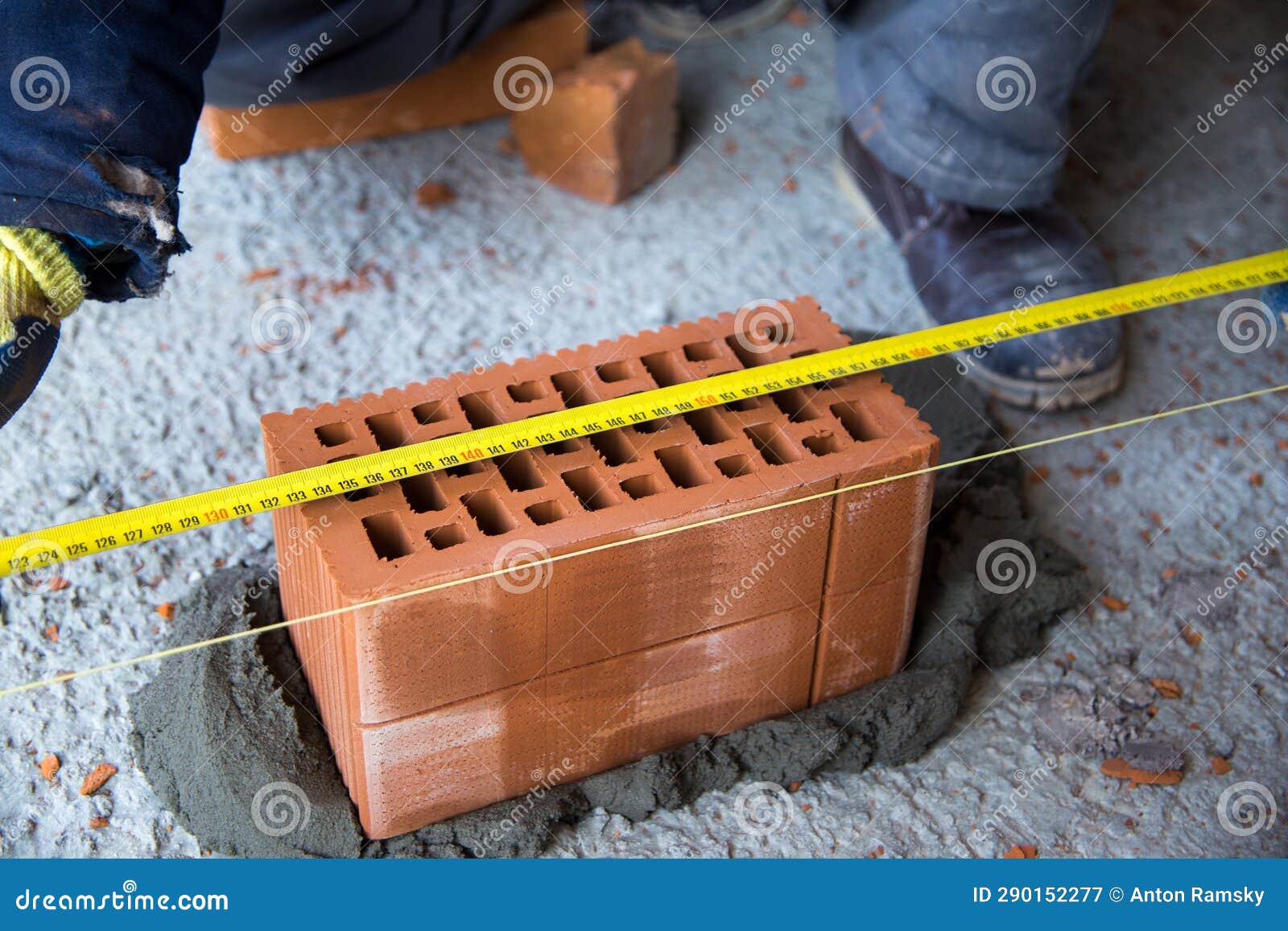 The Process of Laying Bricks on Construction Site Stock Image - Image ...