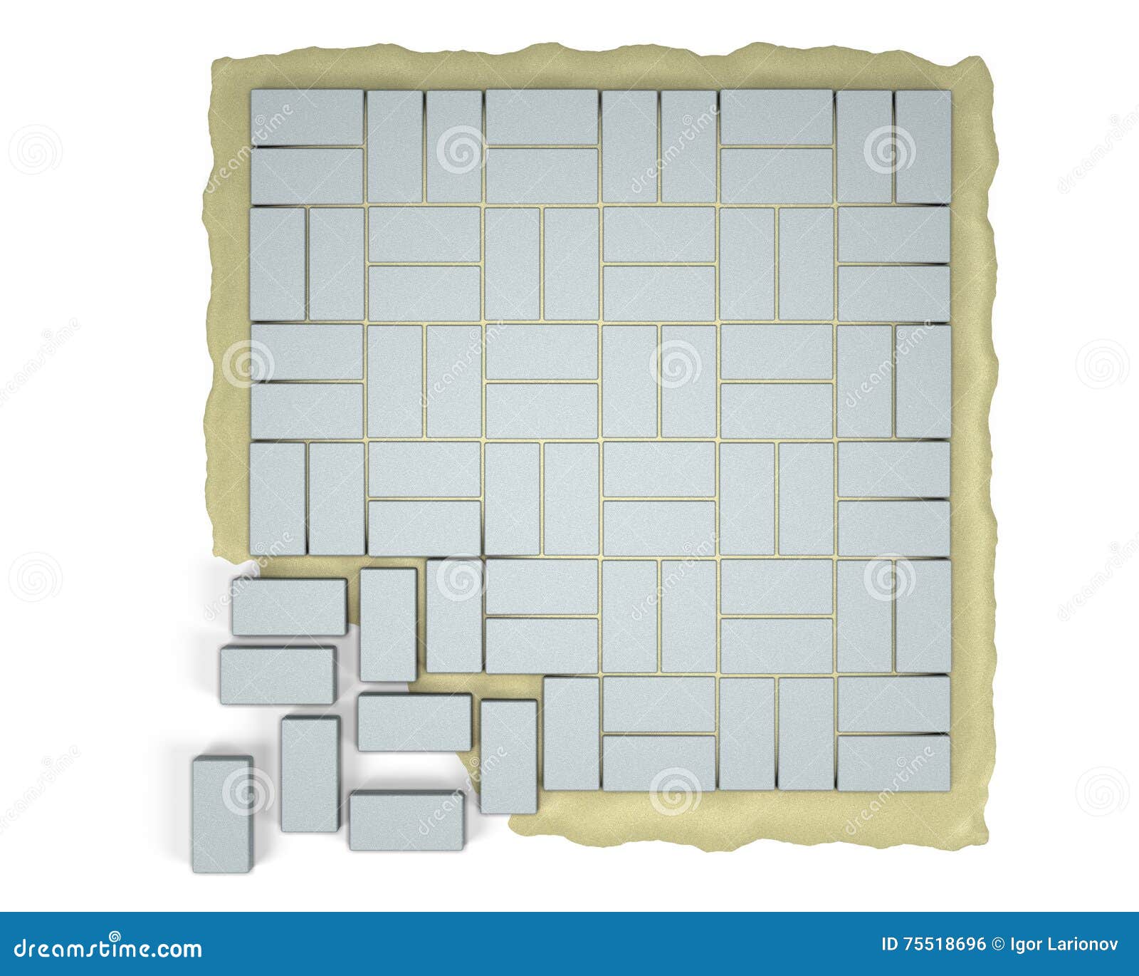 The Process of Laying the Gray Paving Stock Illustration - Illustration ...